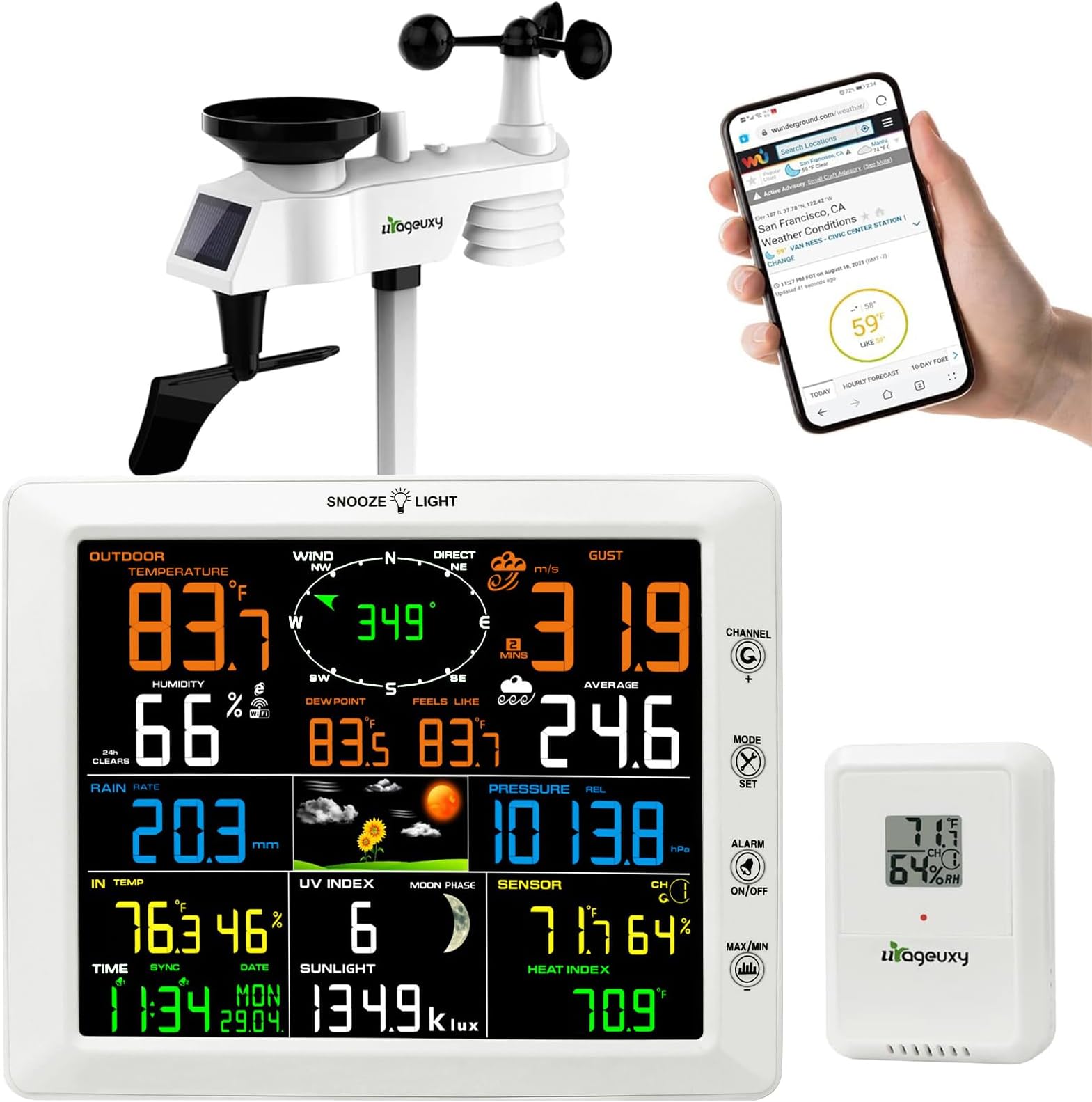 Amazon.com : Sainlogic WiFi Weather Station, 8.3 inch Large Display ...