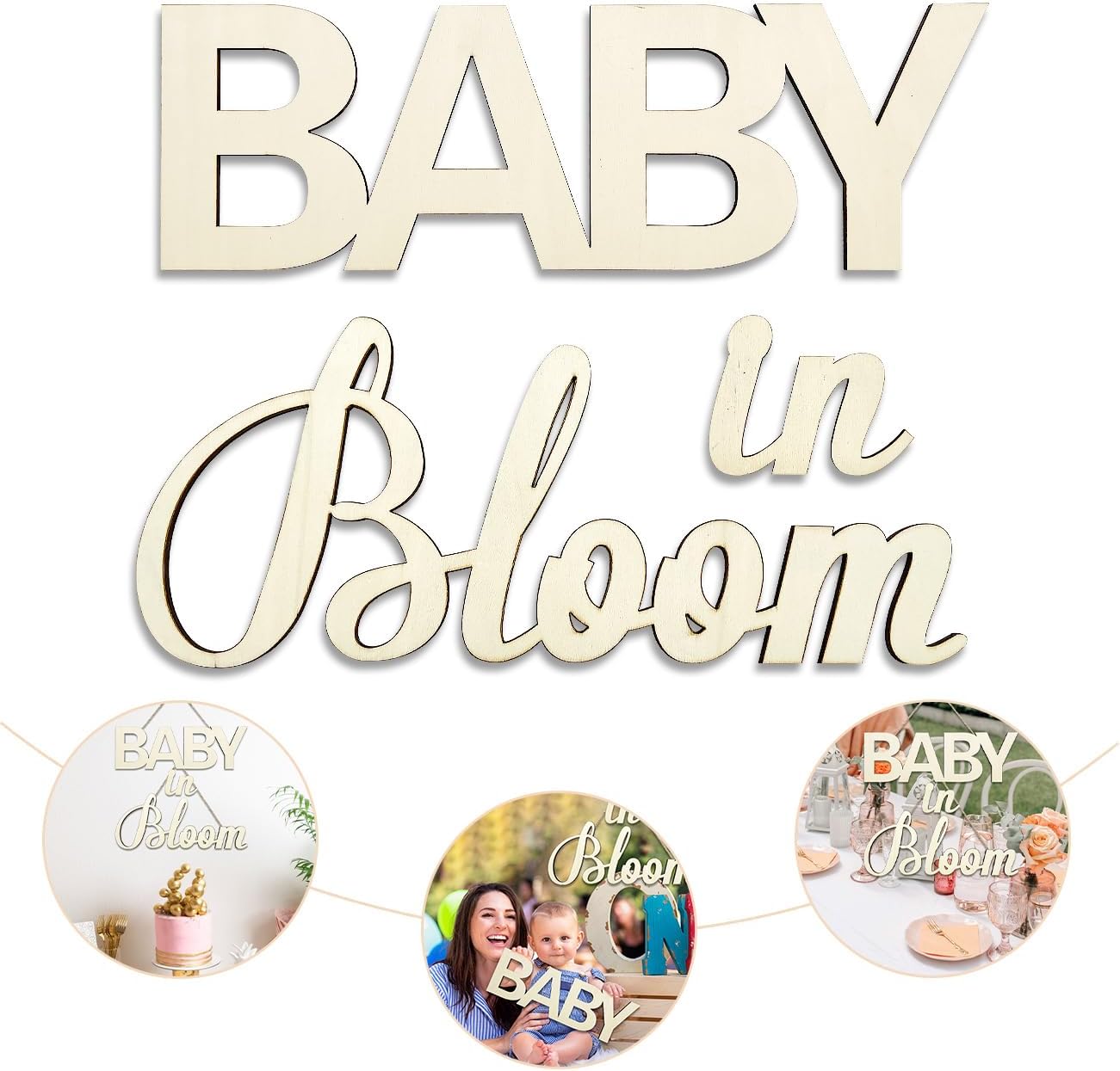 Amazon.com: Baby in Bloom Baby Shower Decorations Baby in Bloom Wooden ...