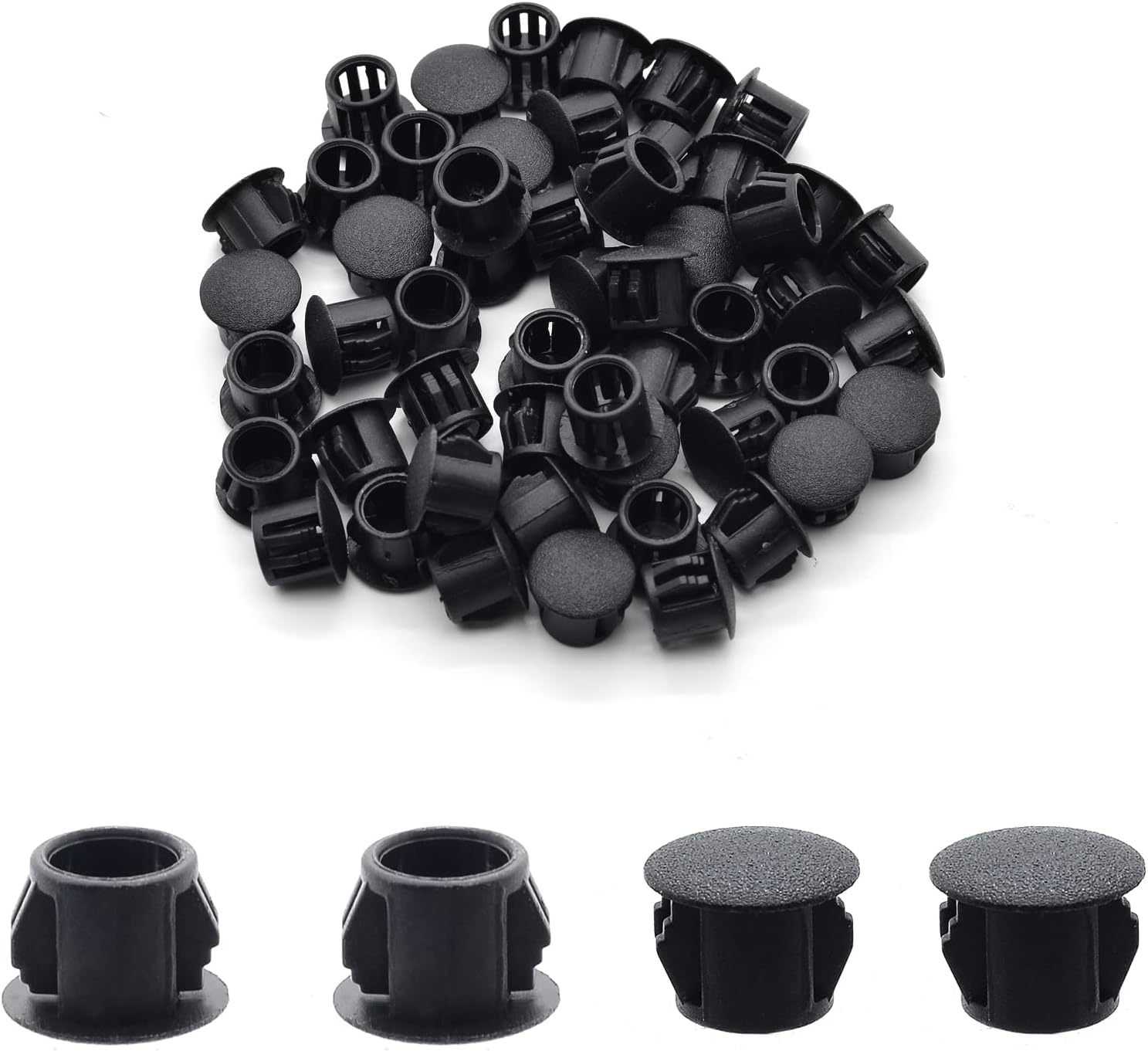 50PCS 10mm Black Hole Plugs Plastic Flush Type Hole Plugs Snap in ...