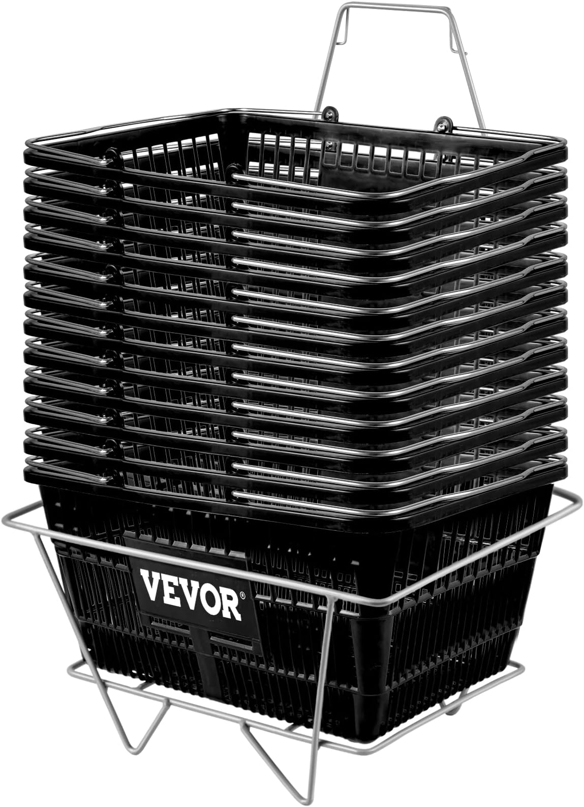 Amazon.com: 20 Pcs Shopping Baskets with Handles 22L Black Metal Wire ...