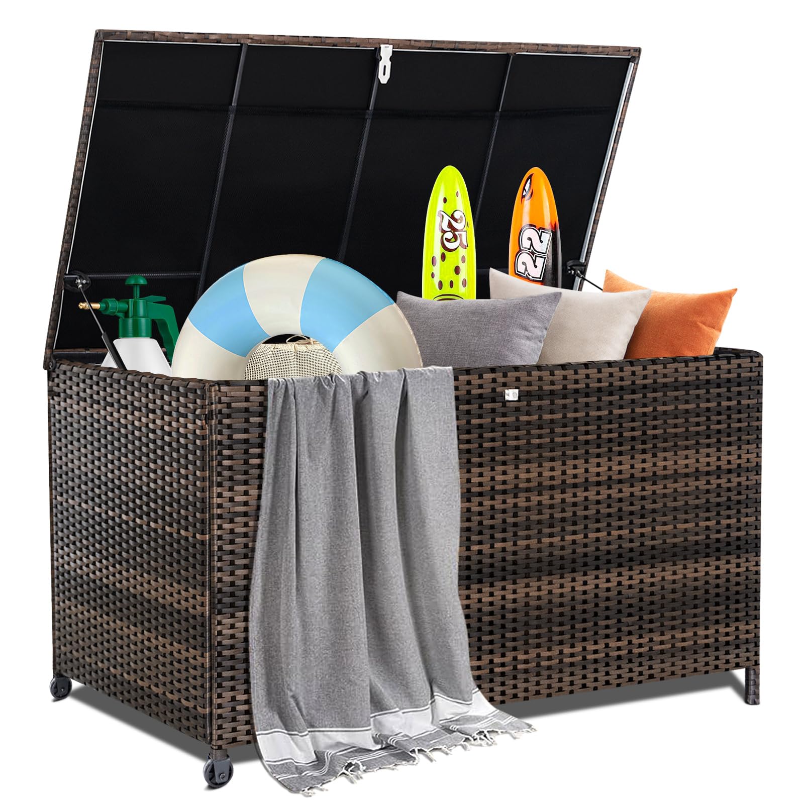 Resin Wicker Outdoor Storage Box UBesGoo Wicker Deck Box, Outdoor