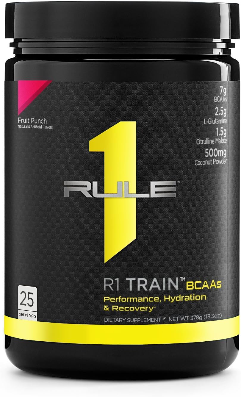 Rule1 R1 Train BCAA's 30 Servings Electrolytes 450 g, Fruit Punch (30 ...
