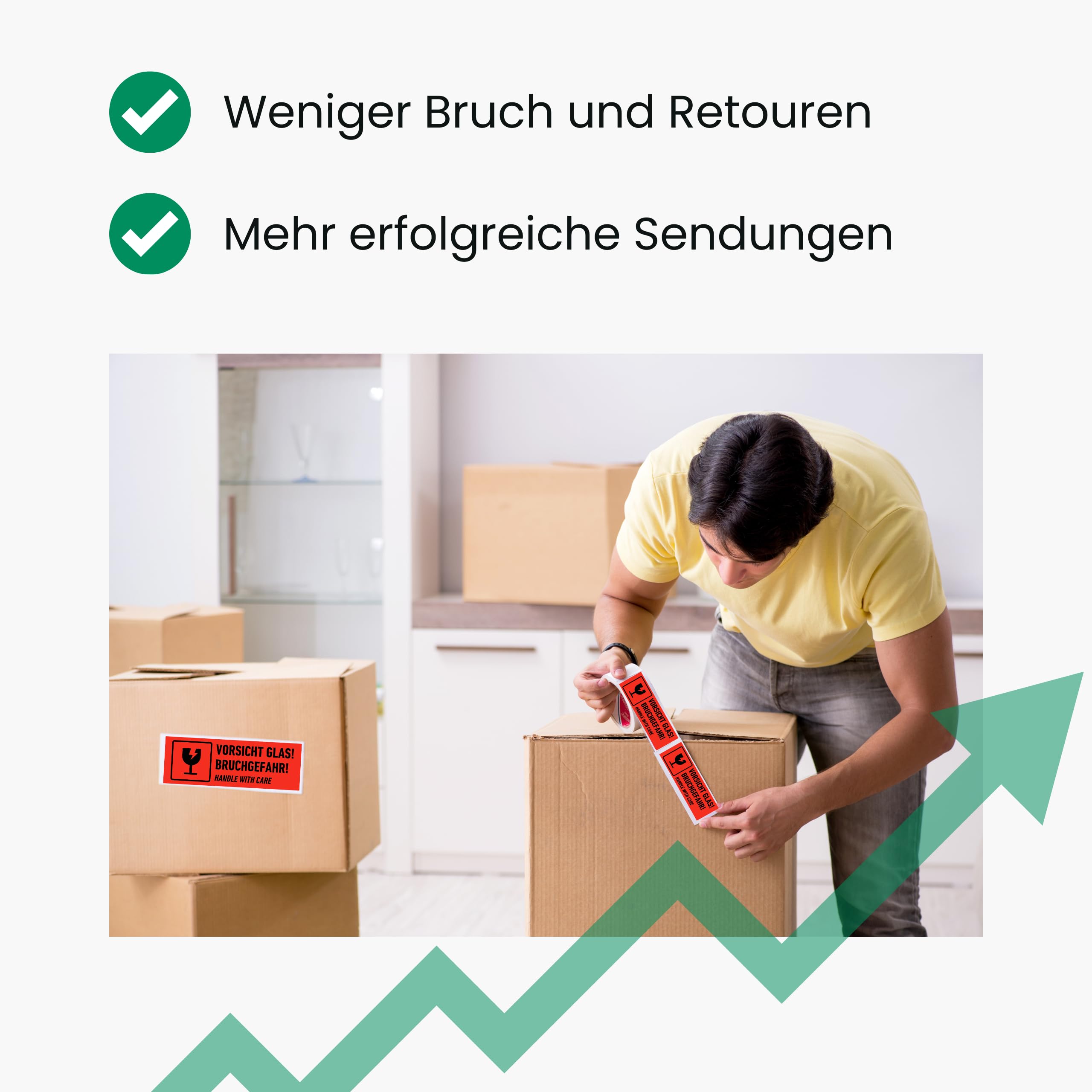 Caution Fragile Sticker (36 x 100 mm, 1000 Labels) – Warning Glass ...