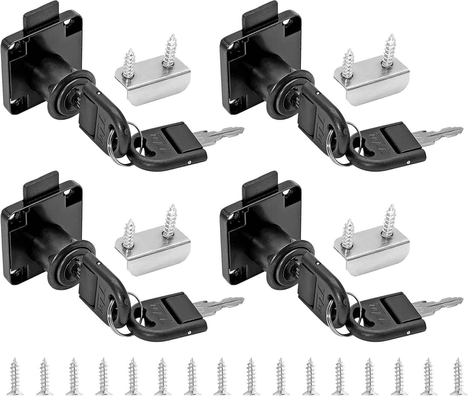 Jiozermi 4 Packs Drawer Lock with Keys, Desktop Lock with 0.75"/19mm ...