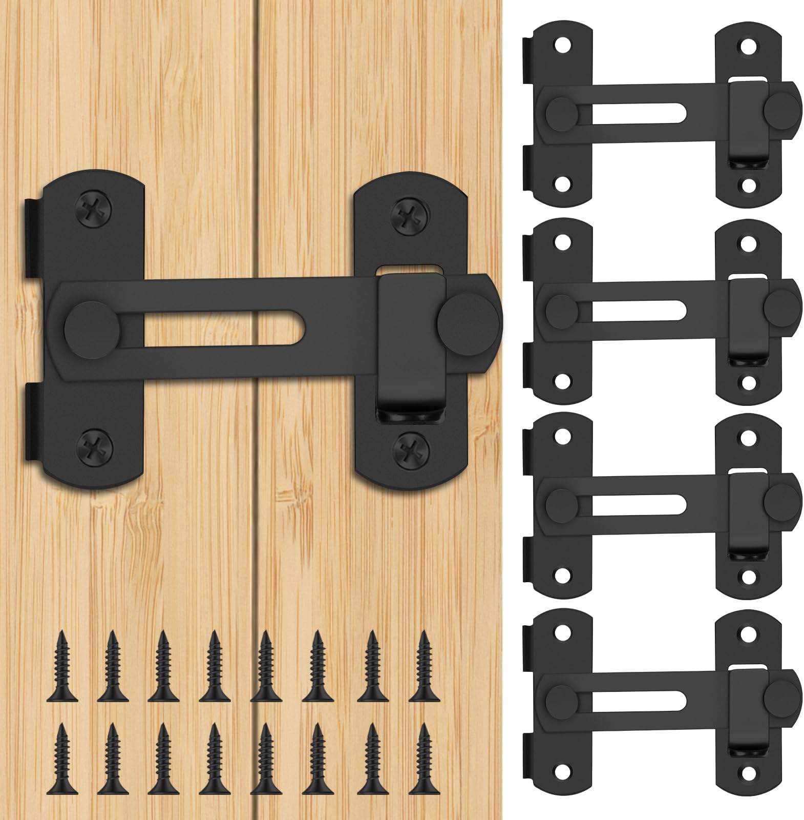 Sliding Barn Door Lock,4 Pack Flip Latch Safety Door Bolt,Thicker Gate ...