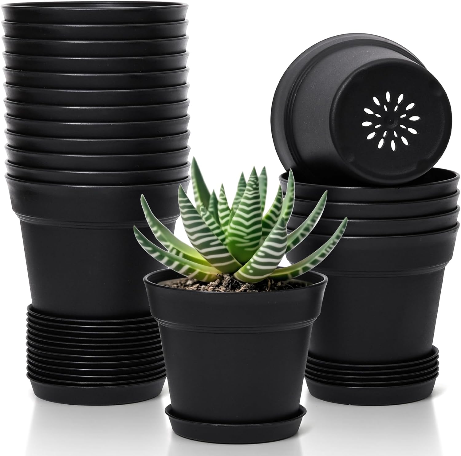 Amazon.com: T4U Flower Pots 18-Pack, 5 Inch Plant Pot with Saucer and ...