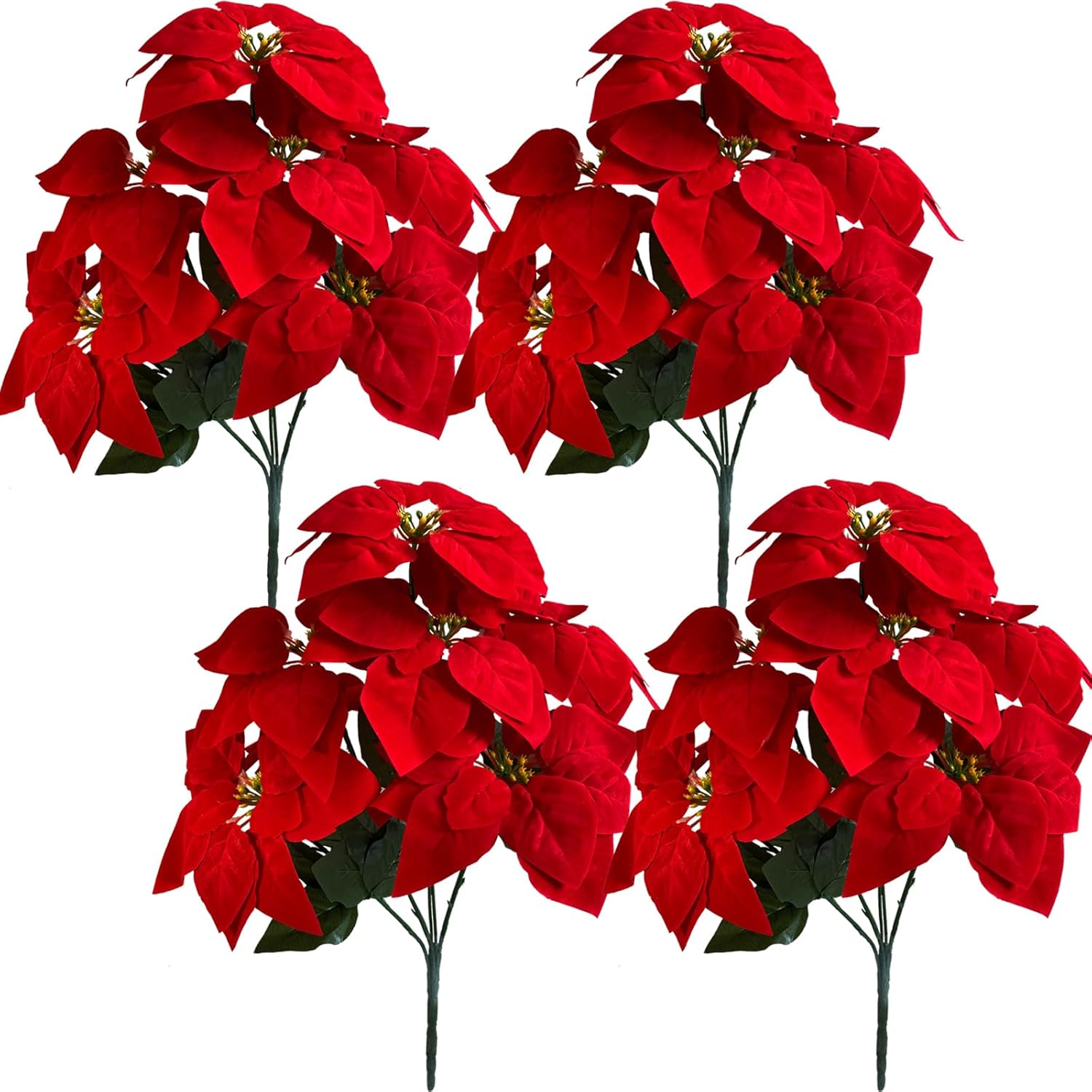 Amazon.com: Asano Season 4 Pack Fake Poinsettia Flowers Artificial 28 ...