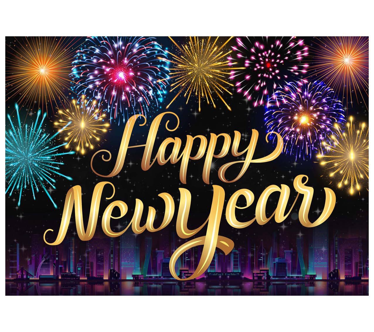 AIIKES 7x5FT Happy New Year Backdrop New Year Party Banner Backdrops ...