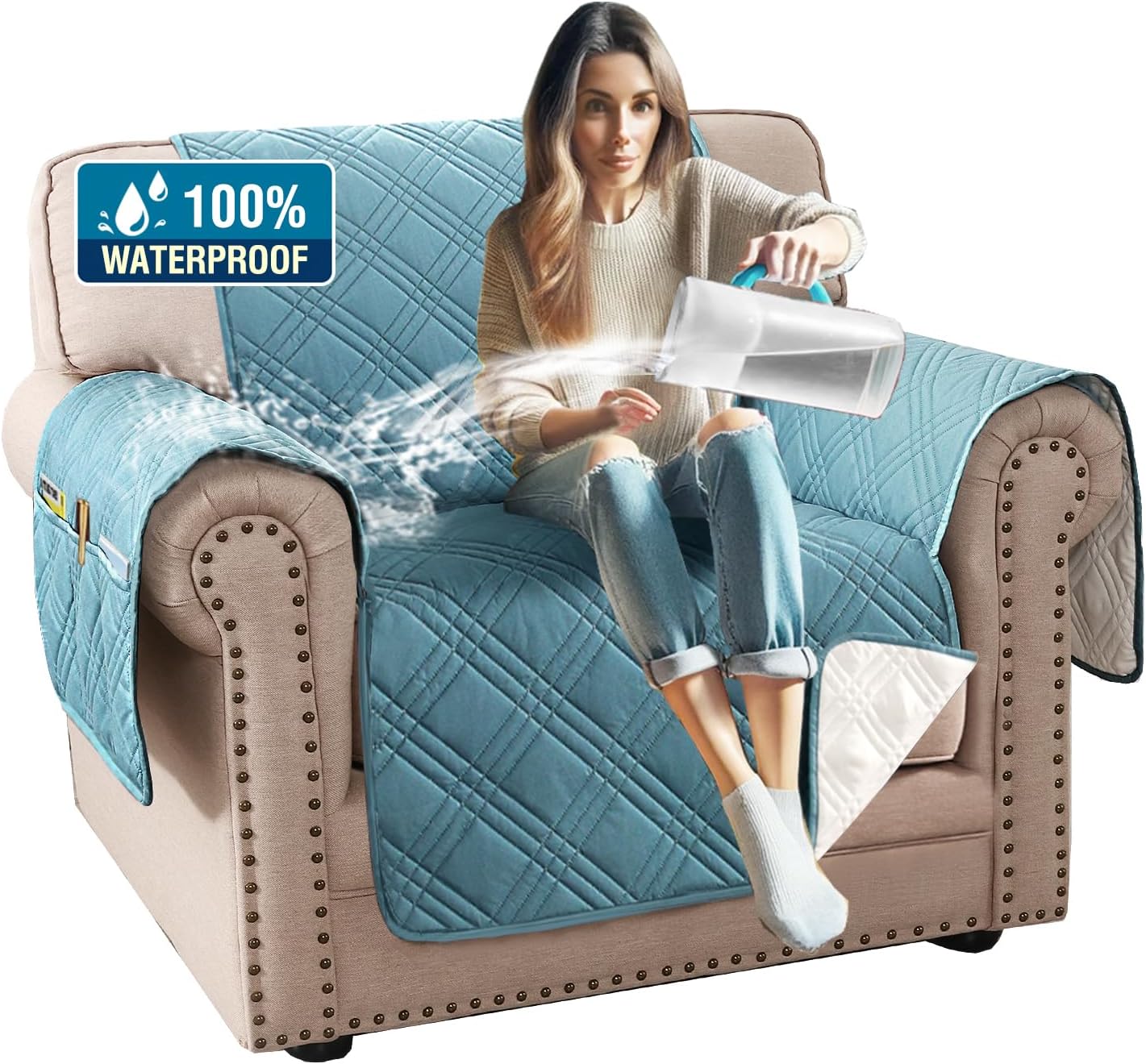 Amazon.com: H.VERSAILTEX 100% Waterproof Arm Chair Cover Modern ...