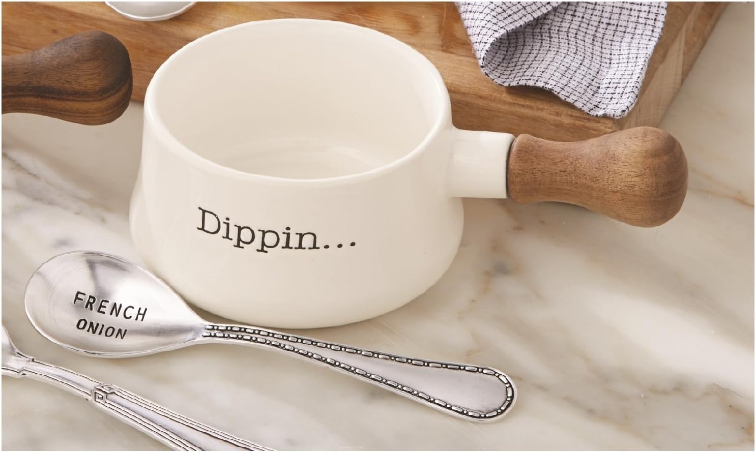 Amazon.com | Mud Pie Dip Pot Set With French Onion Spreader, White ...