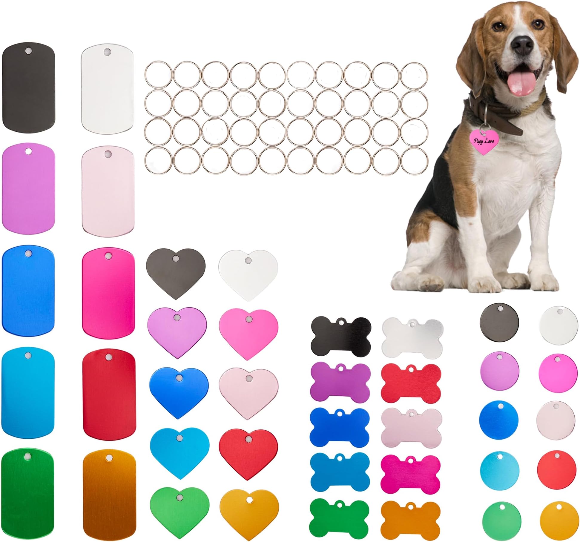 Amazon.com: Ferraycle Blank Dog Tags Aluminum Tags Rectangle Blank ...