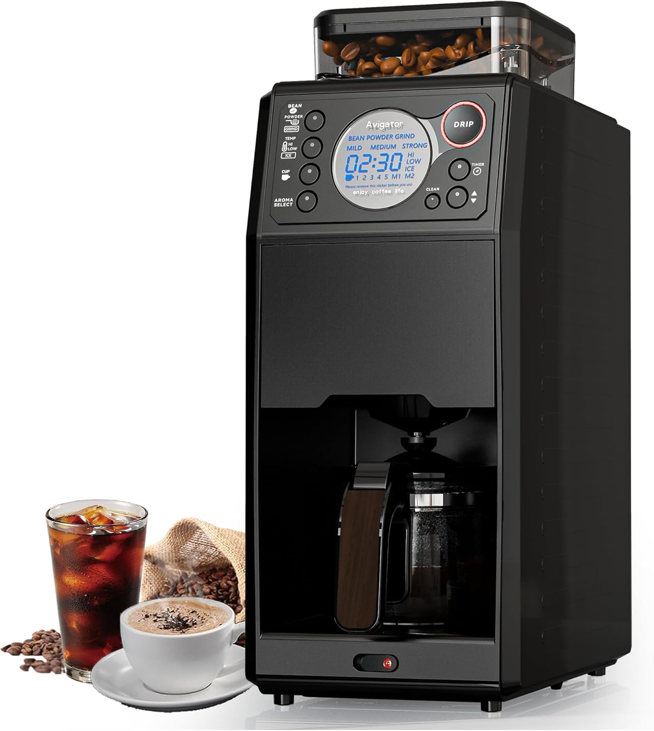 Amazon.com: avigator Automatic Grind and Brew Coffee Maker - Built-in ...