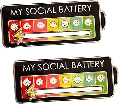 Social Battery Pin, 2PCS My Social Battery Slider Pin for Women Men ...