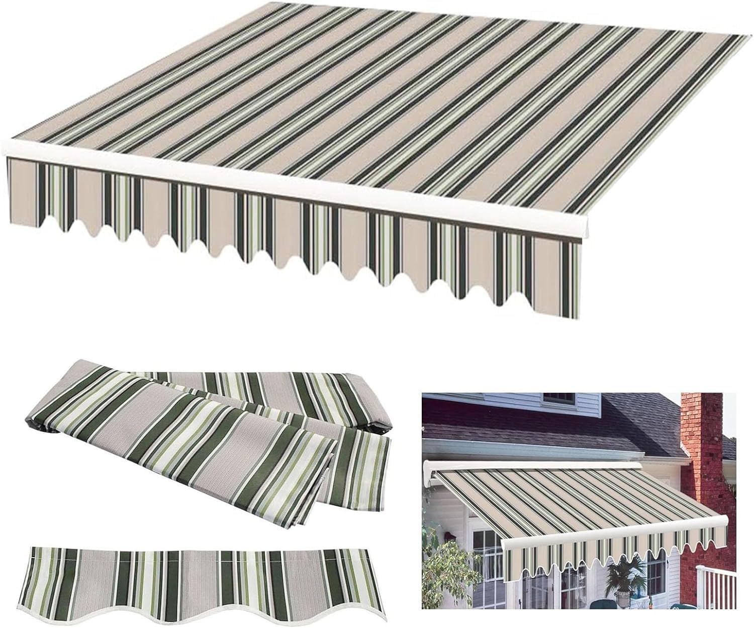 Amazon.com : Retractable Patio Awning Replacement Many Sizes Fabric Sun ...