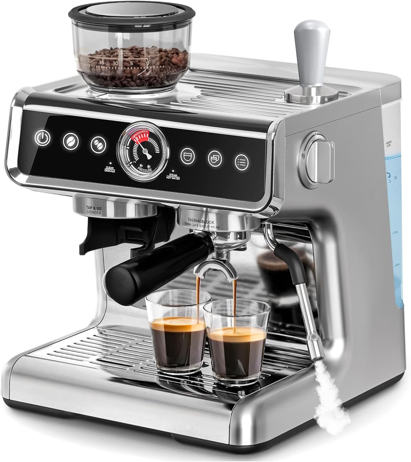 SANGKEE Cafetera Espresso, Cafetera con Molino Integrado, Maquina de Espresso con Espumador de ...