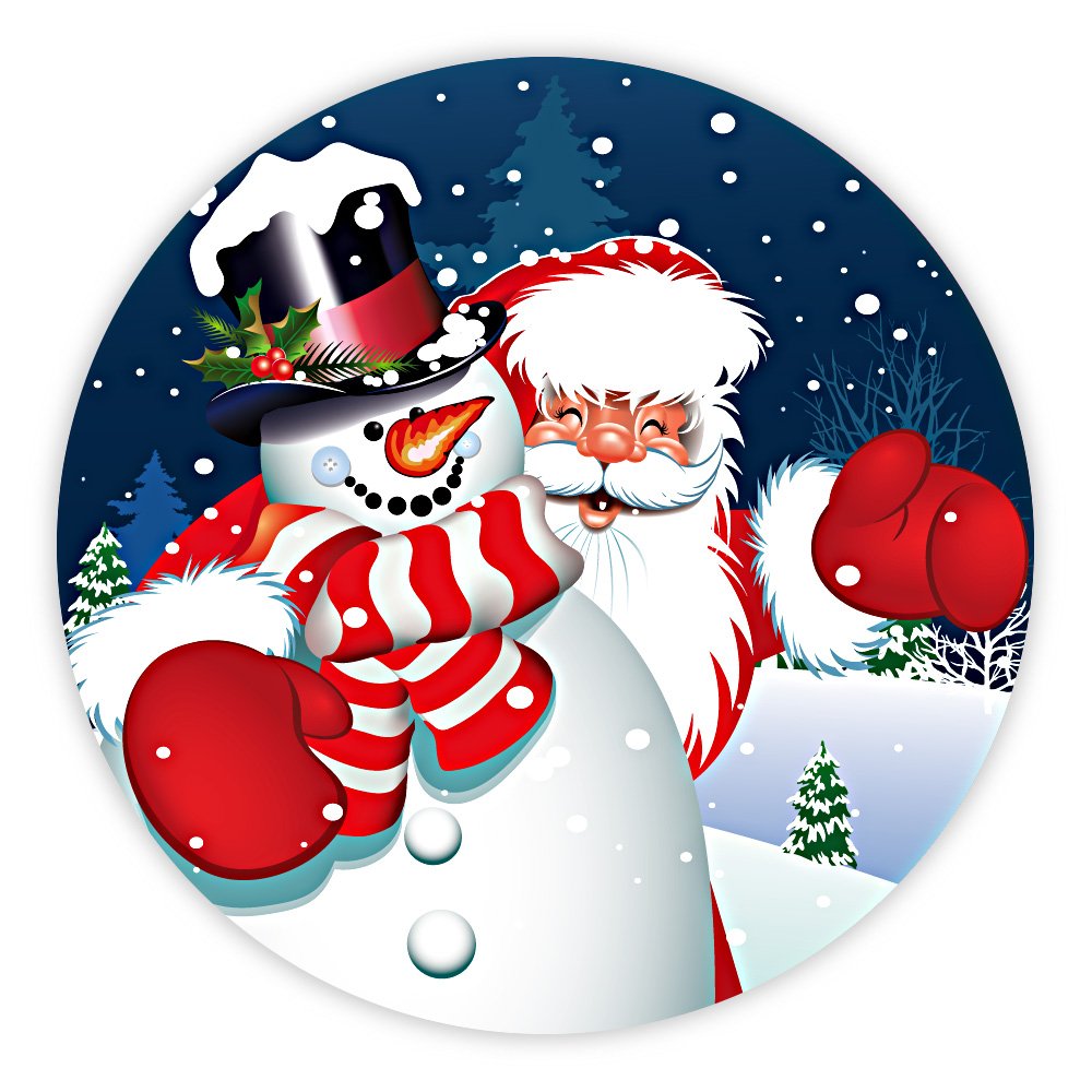 Weihnachtsaufkleber Weihnachtssticker Schneemann mit Weihnachtsmann ...