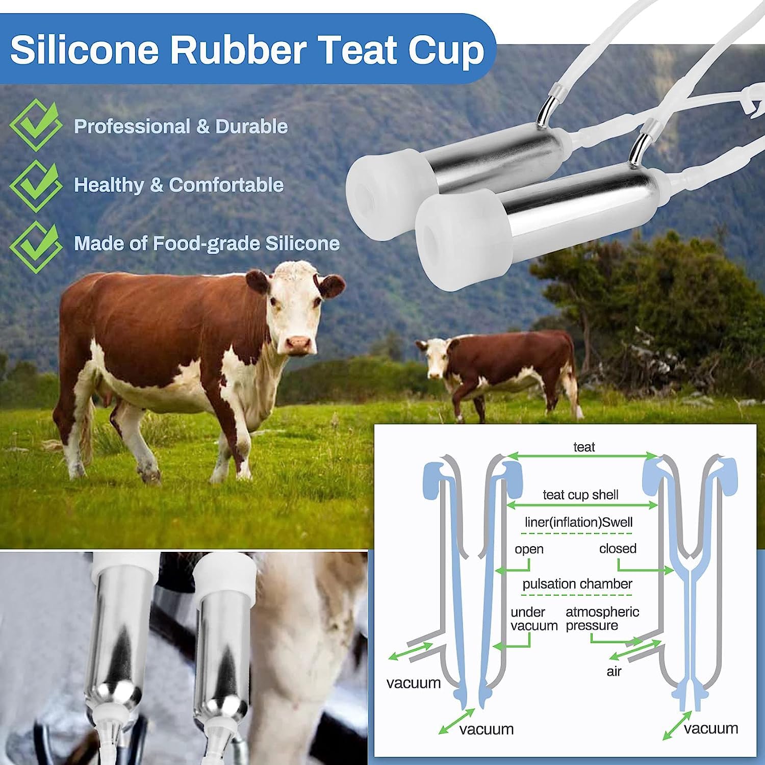Snapklik.com : 14L Cow Milking Machine, Rechargeable Battery Adjustable ...