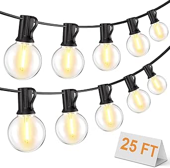 Bomcosy Outdoor String Lights,25 FT LED String Lights for Outside with ...