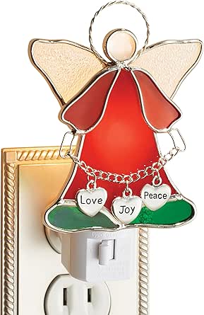 Collections Etc Glass Christmas Angel AC Plug-in Night Light with On ...