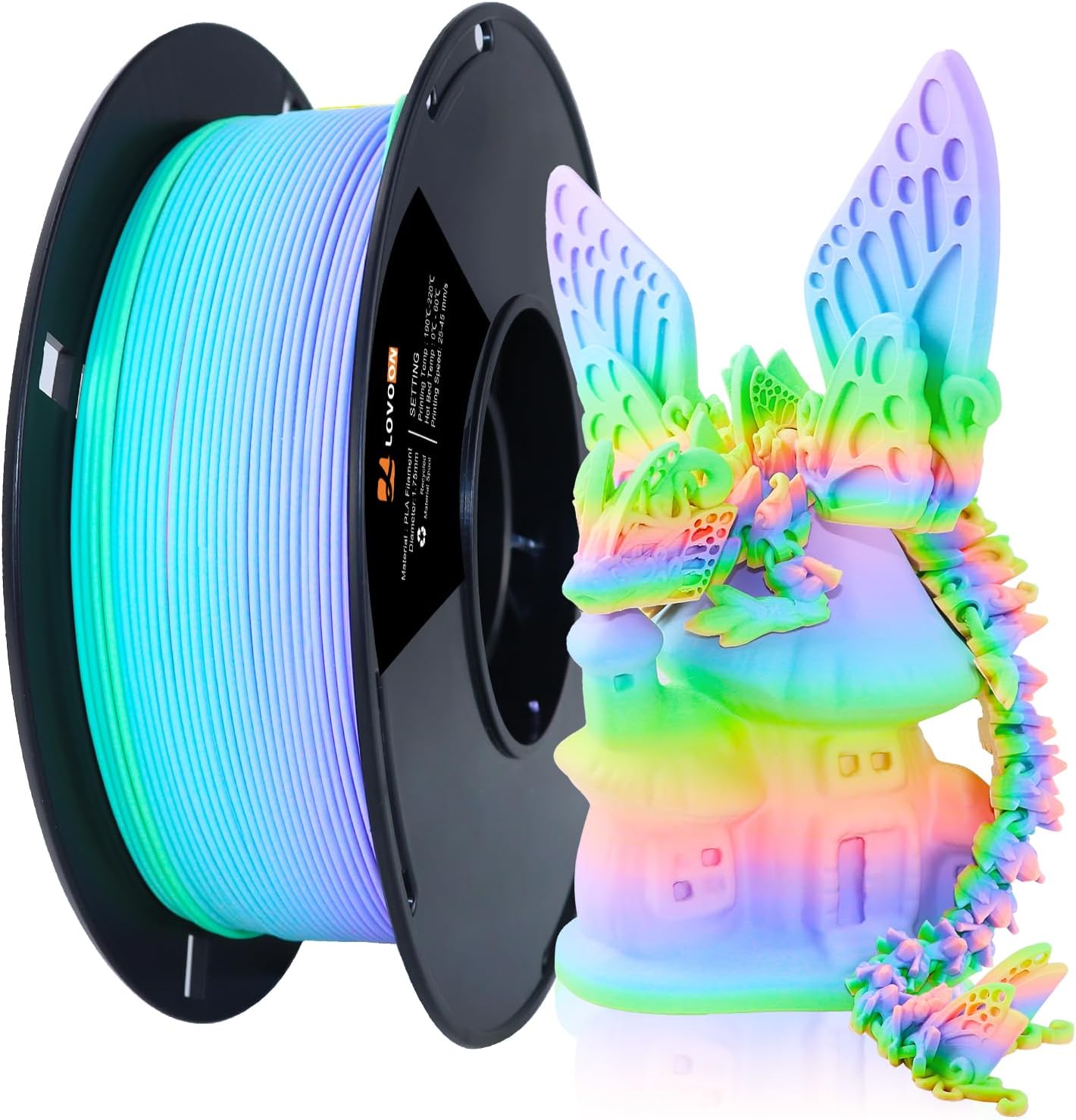 Amazon.com: LOVOON Rainbow PLA Filament 1.75mm, Gradient PLA ...