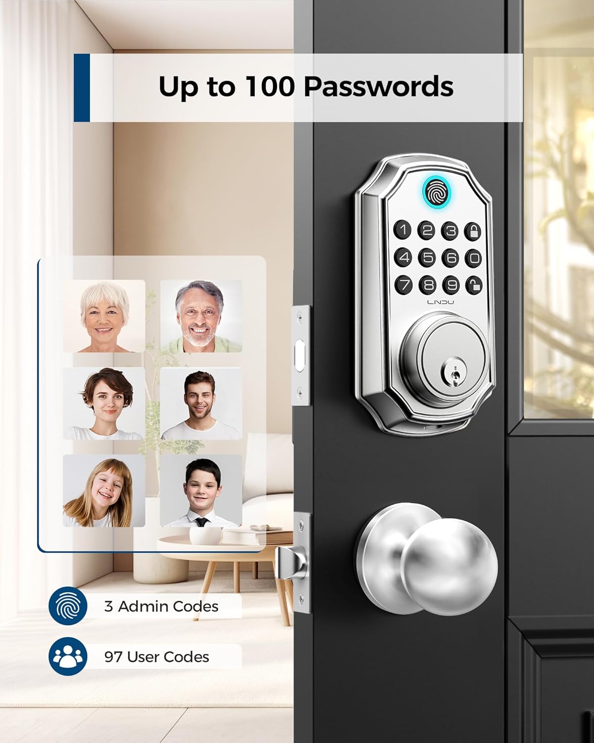 Keyless Entry Door Lock with Handle, App Control Front Door Lock Set ...