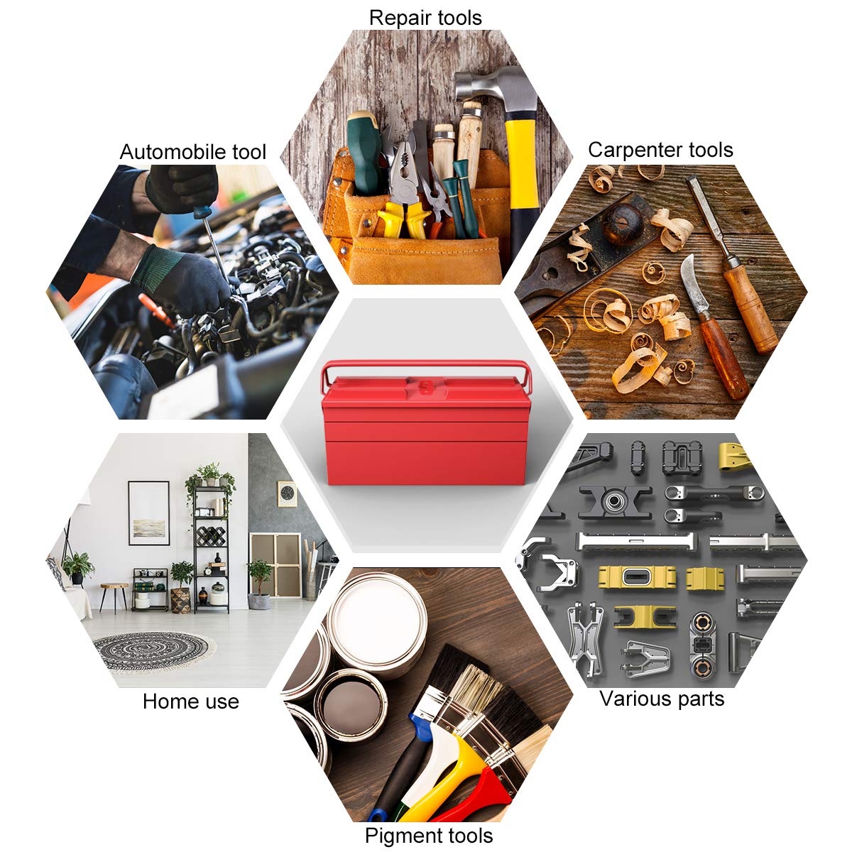 Buy Goplus Metal Tool Box, Portablr Cantilever Toolbox Organizer with 5 ...