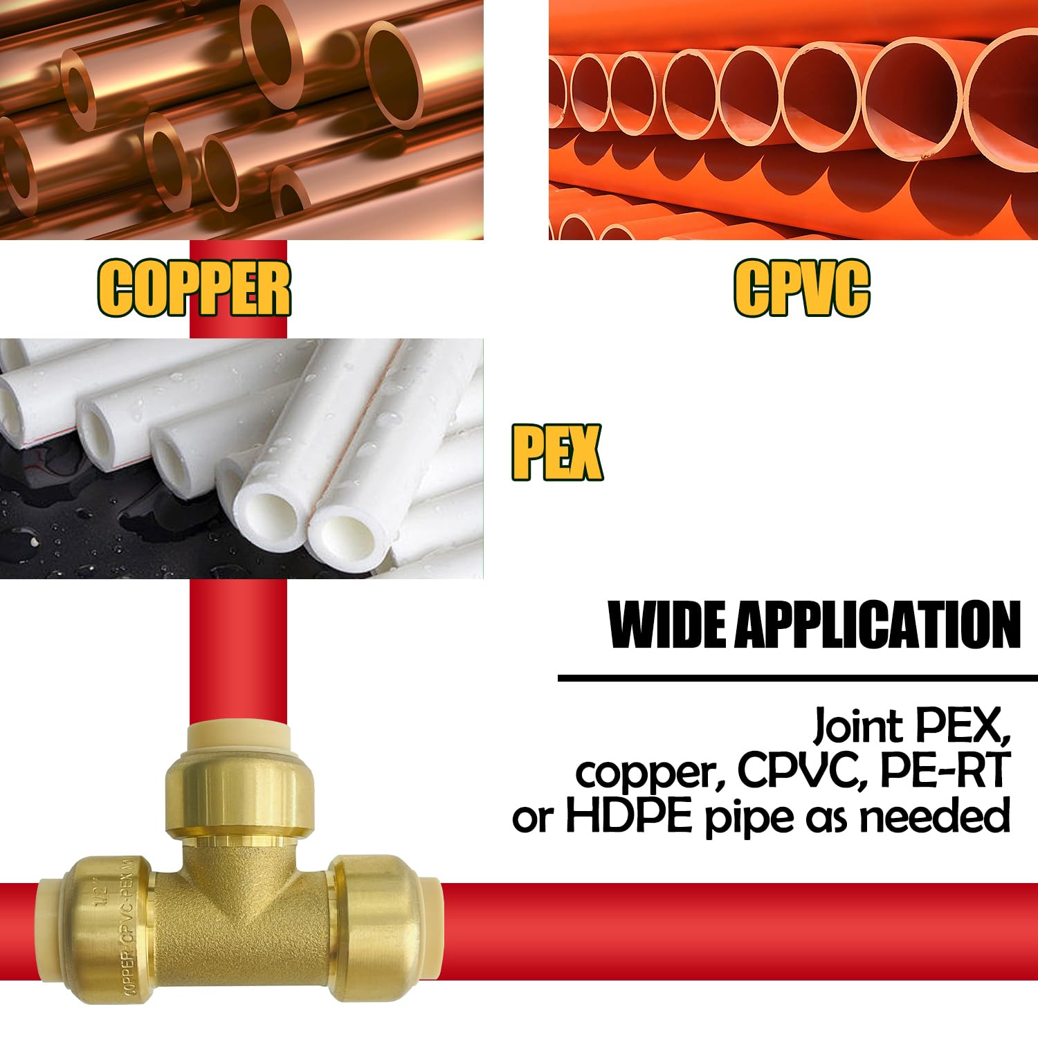 Snapklik.com : Sutekus Pex Fitting 1/2" Push-to-Connect Plumbing ...