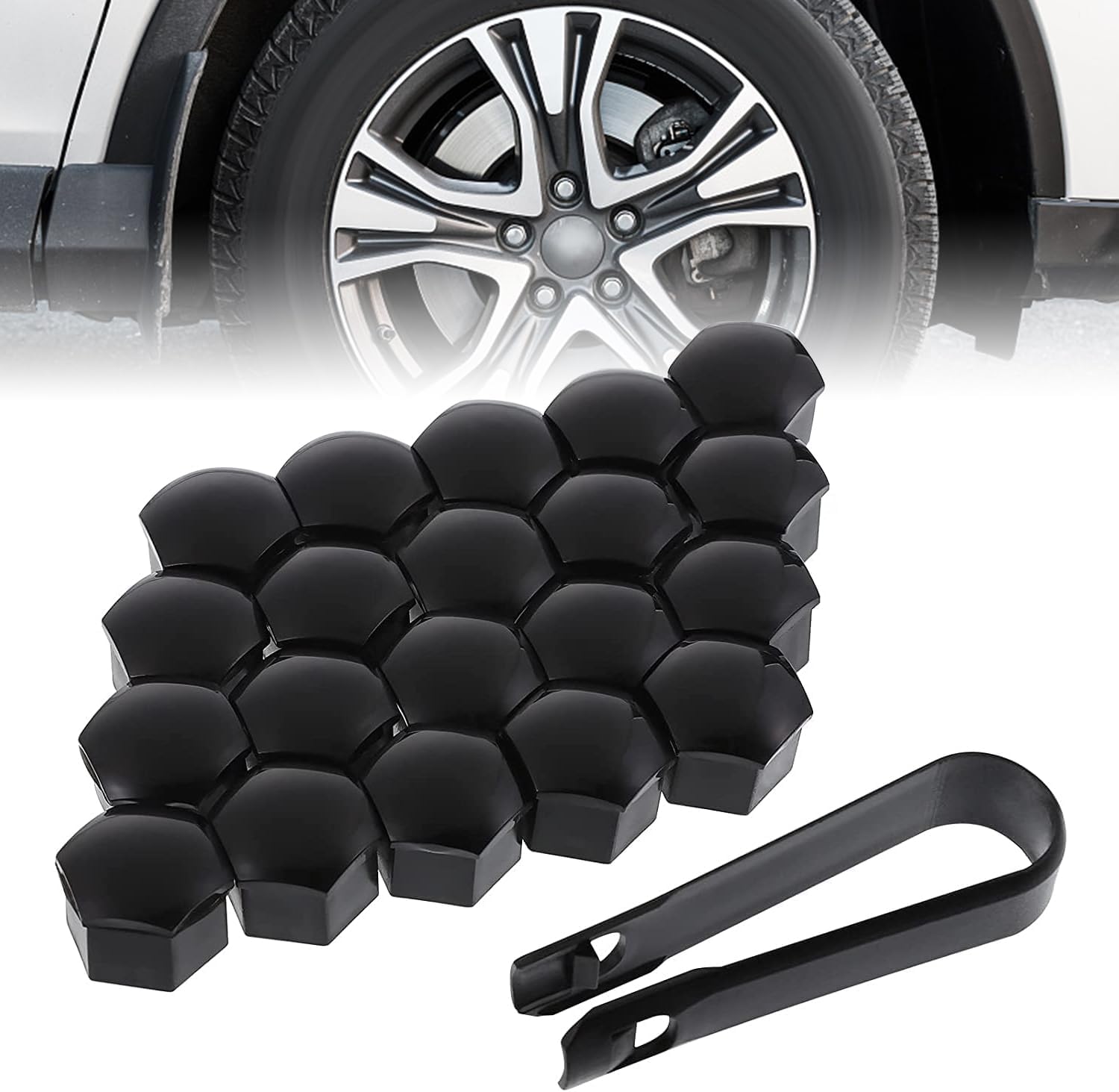 17mm Wheel Nut Covers, 20 Pcs Nut Caps Universal Wheel Bolt Covers with ...