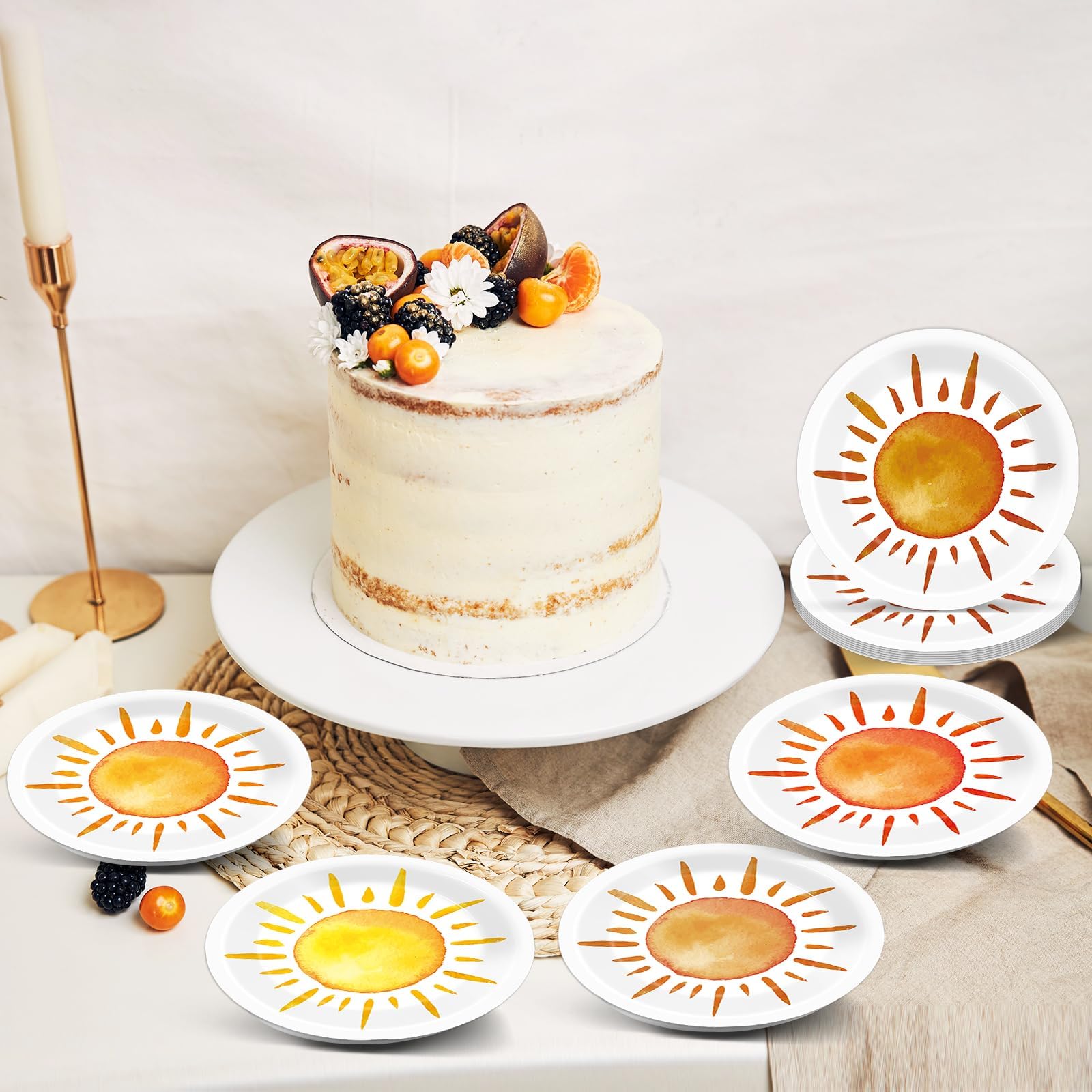 Snapklik.com : 60 Pcs Boho Sun Theme Party Plates For Groovy Hippie ...