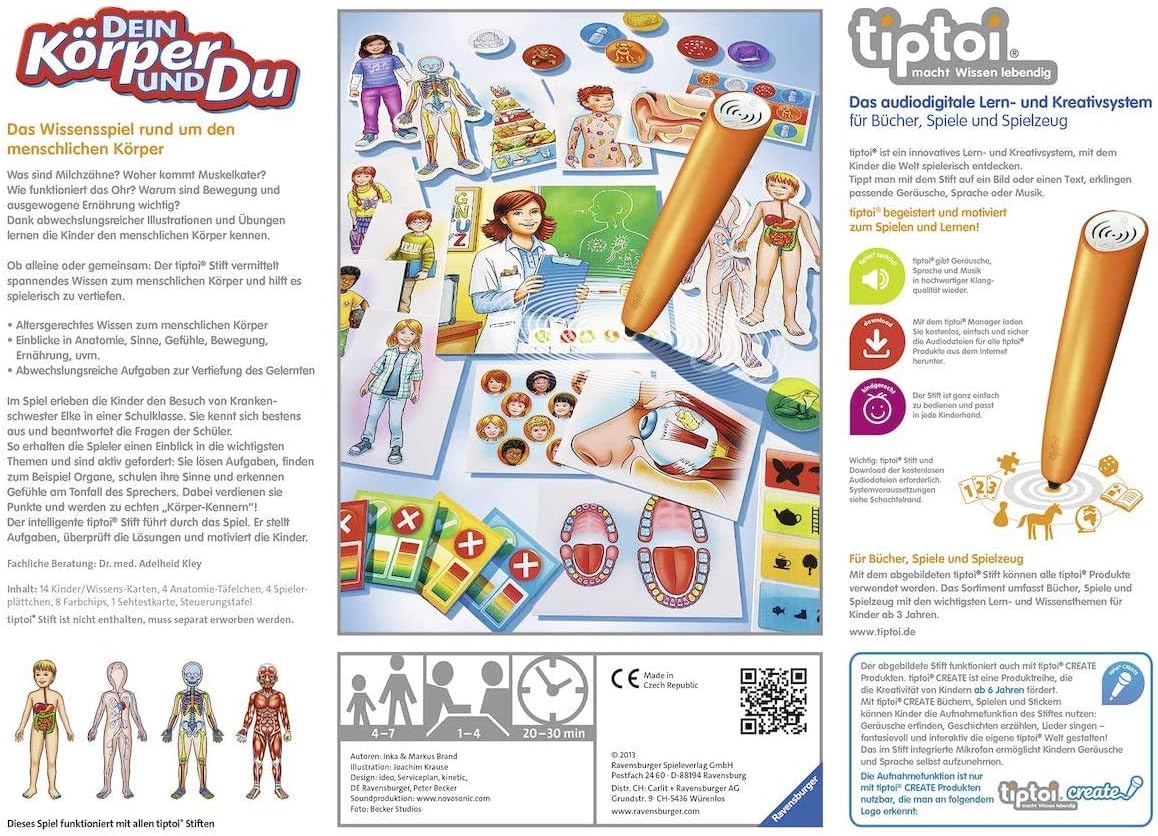 tiptoi Ravensburger Game: Dein Körper und Du + Ravensburger 00801 Pen ...