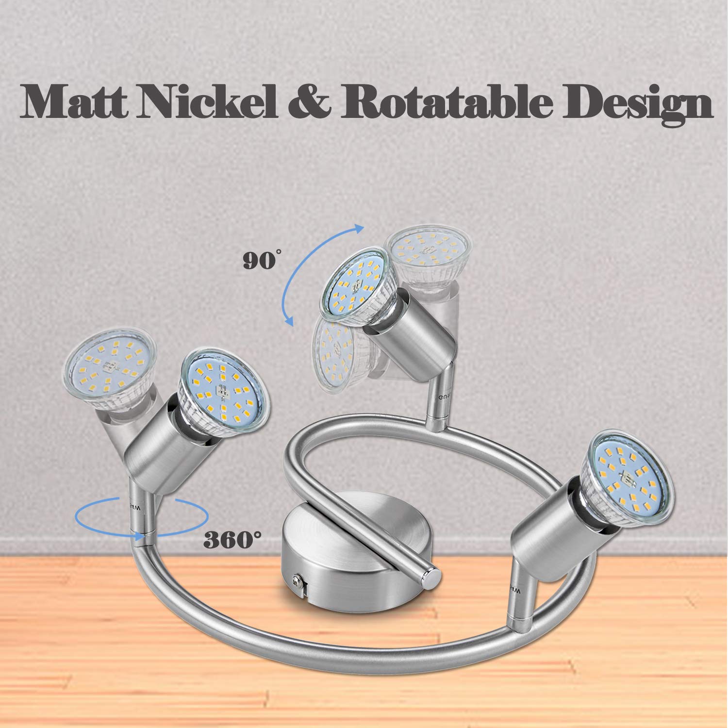 Bojim LED Ceiling Spot Light, 3 Spot Ceiling Light Rotatable 230V 3 LED ...