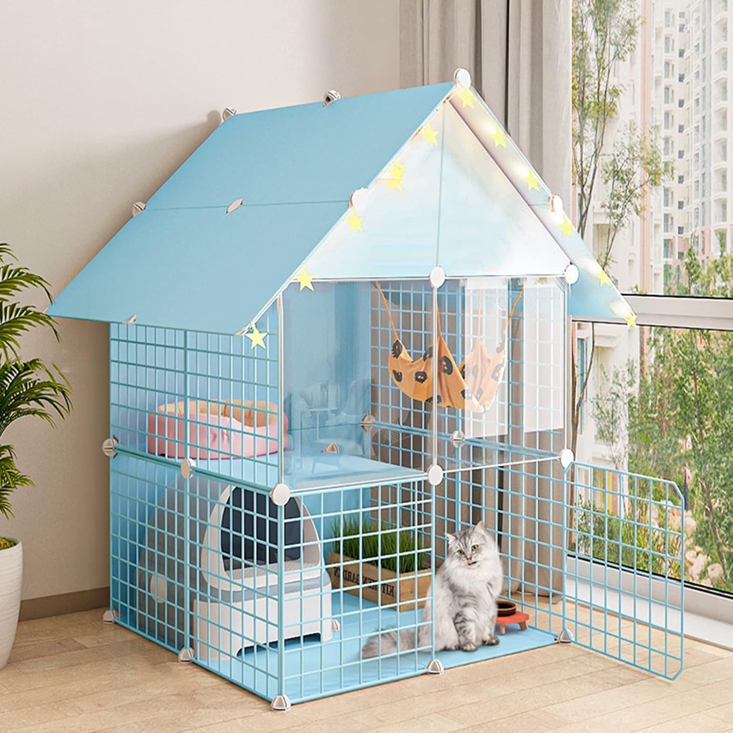 Amazon.com: Panoramic Cat Cage Transparent Small Animal House Pet ...