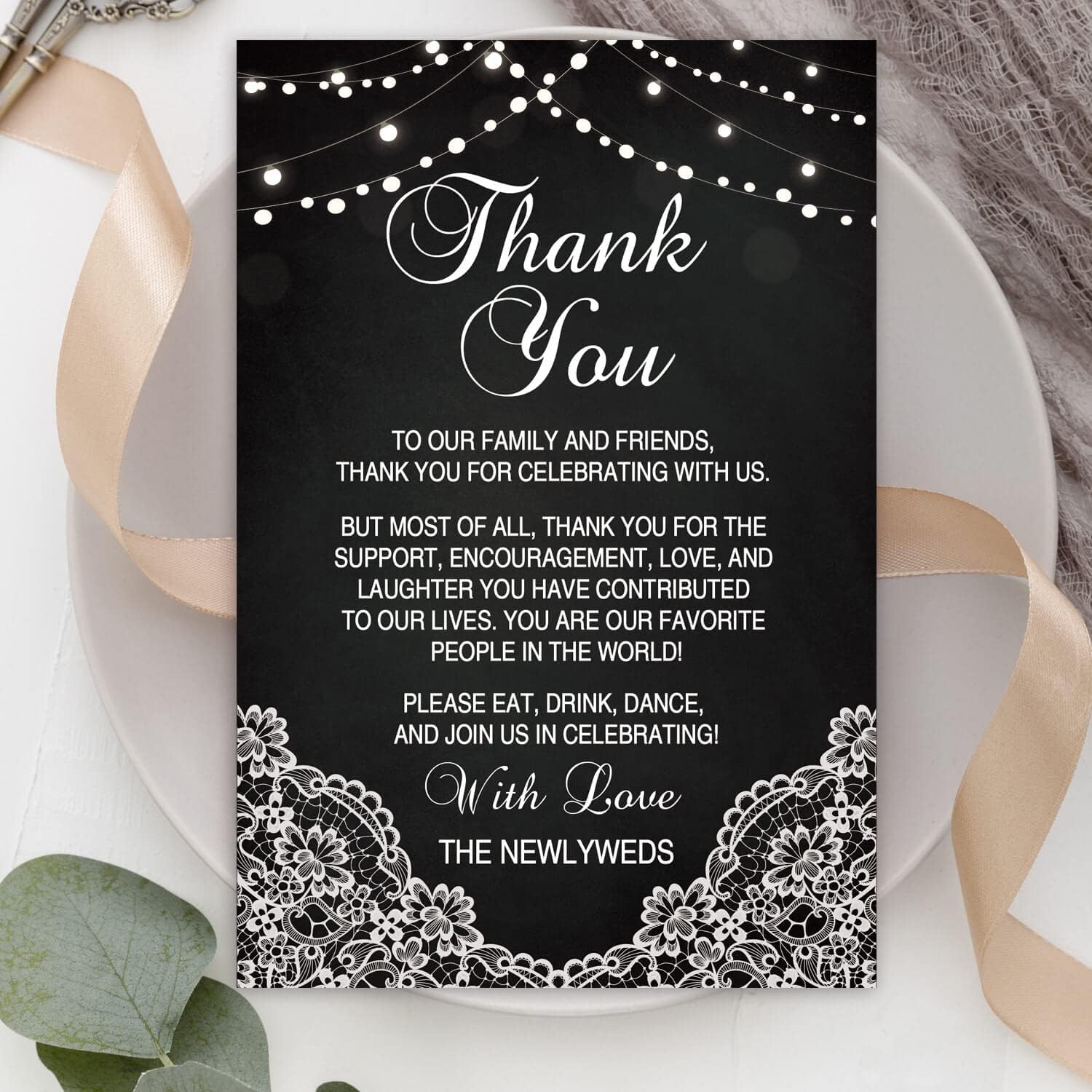 Amazon.com: 50 Rustic Wedding Reception Thank You Cards - Wedding Place ...