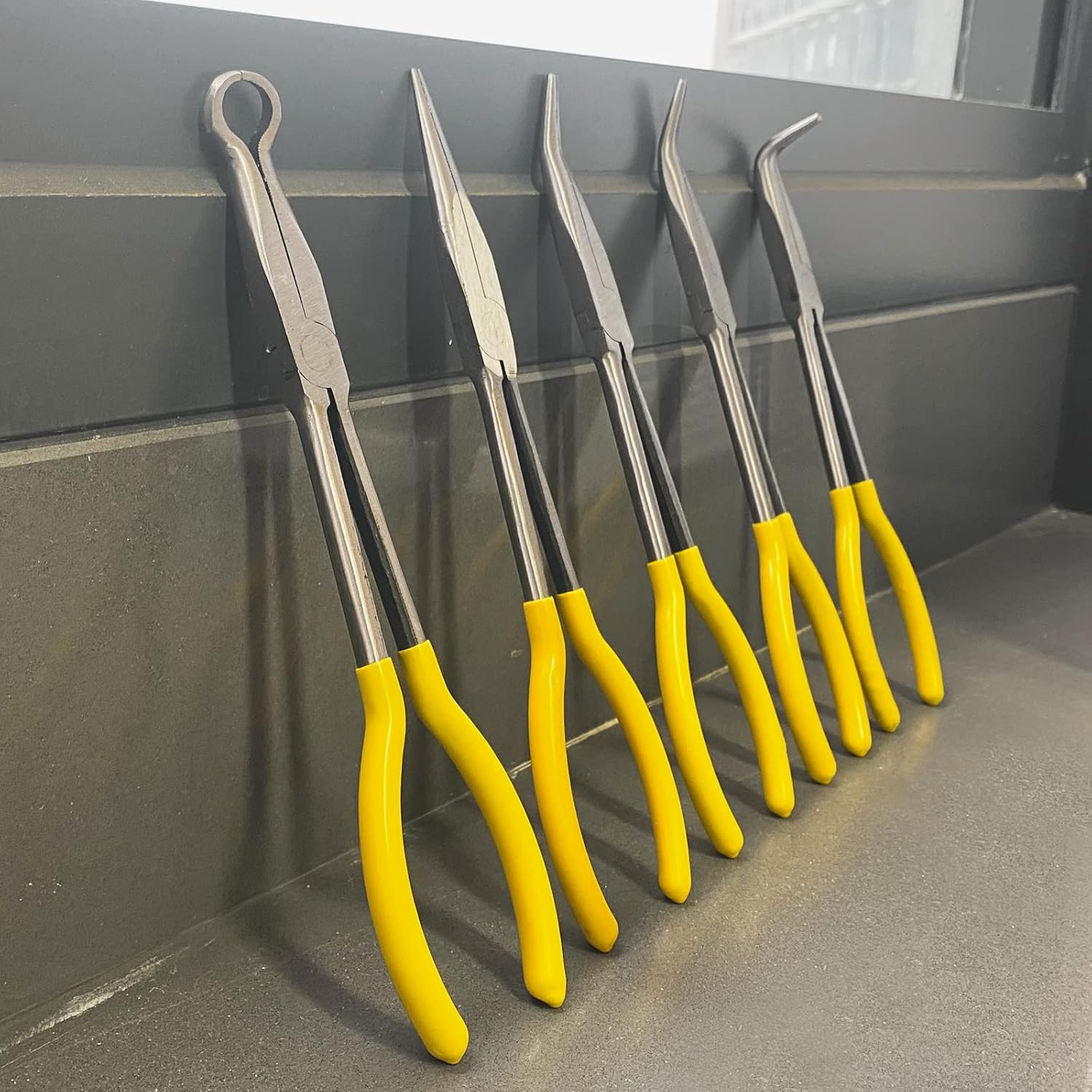 SINJEUN 5-Piece 11 Inch Nose Pliers Set, Long Reach Angle Pliers ...