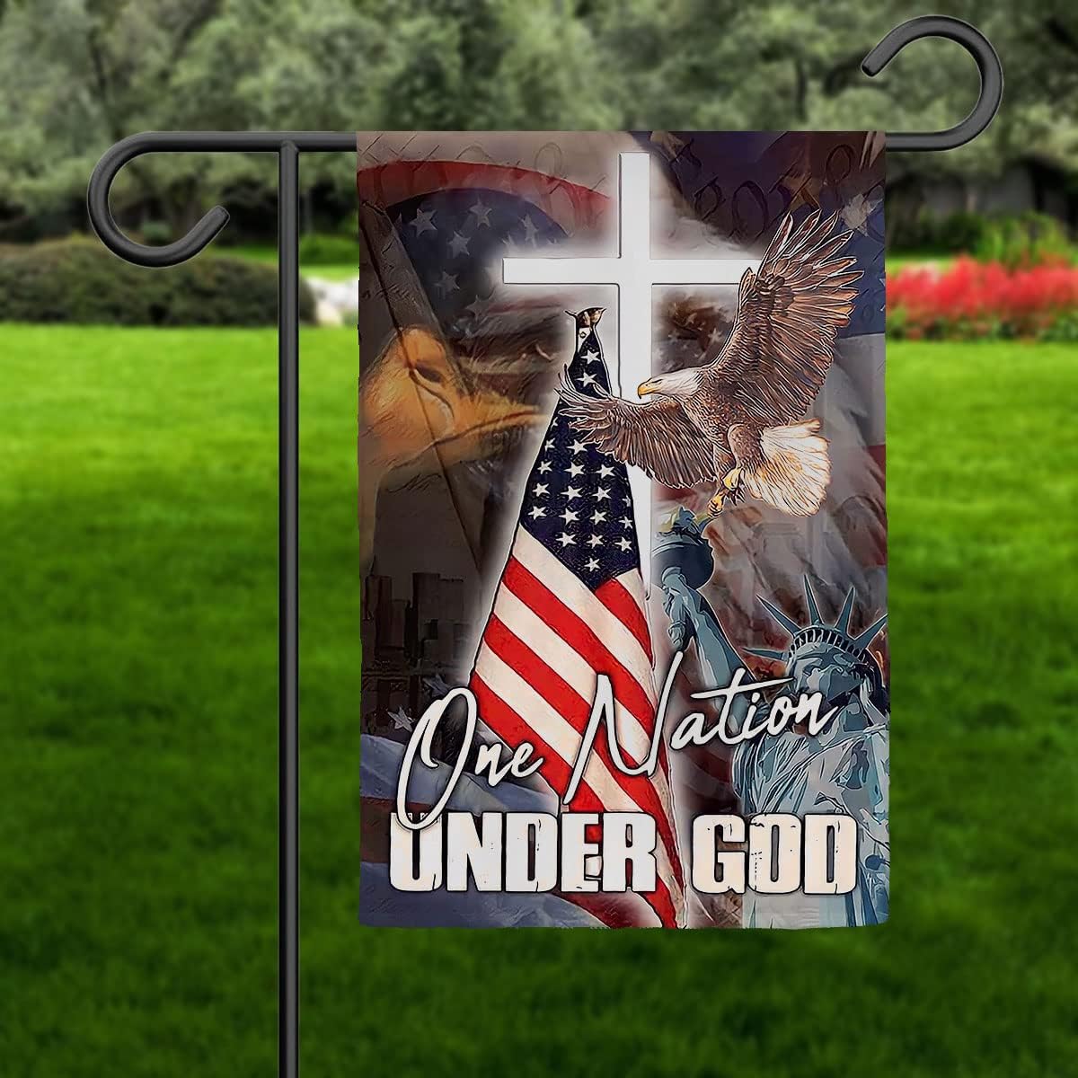 Amazon.com : One Nation Under God Garden Flag Double Sides, Patriot ...