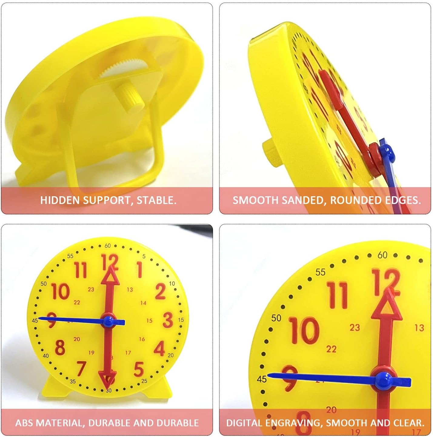 2 Pieces Teaching Clocks for Kids, Teaching and Demonstration ...