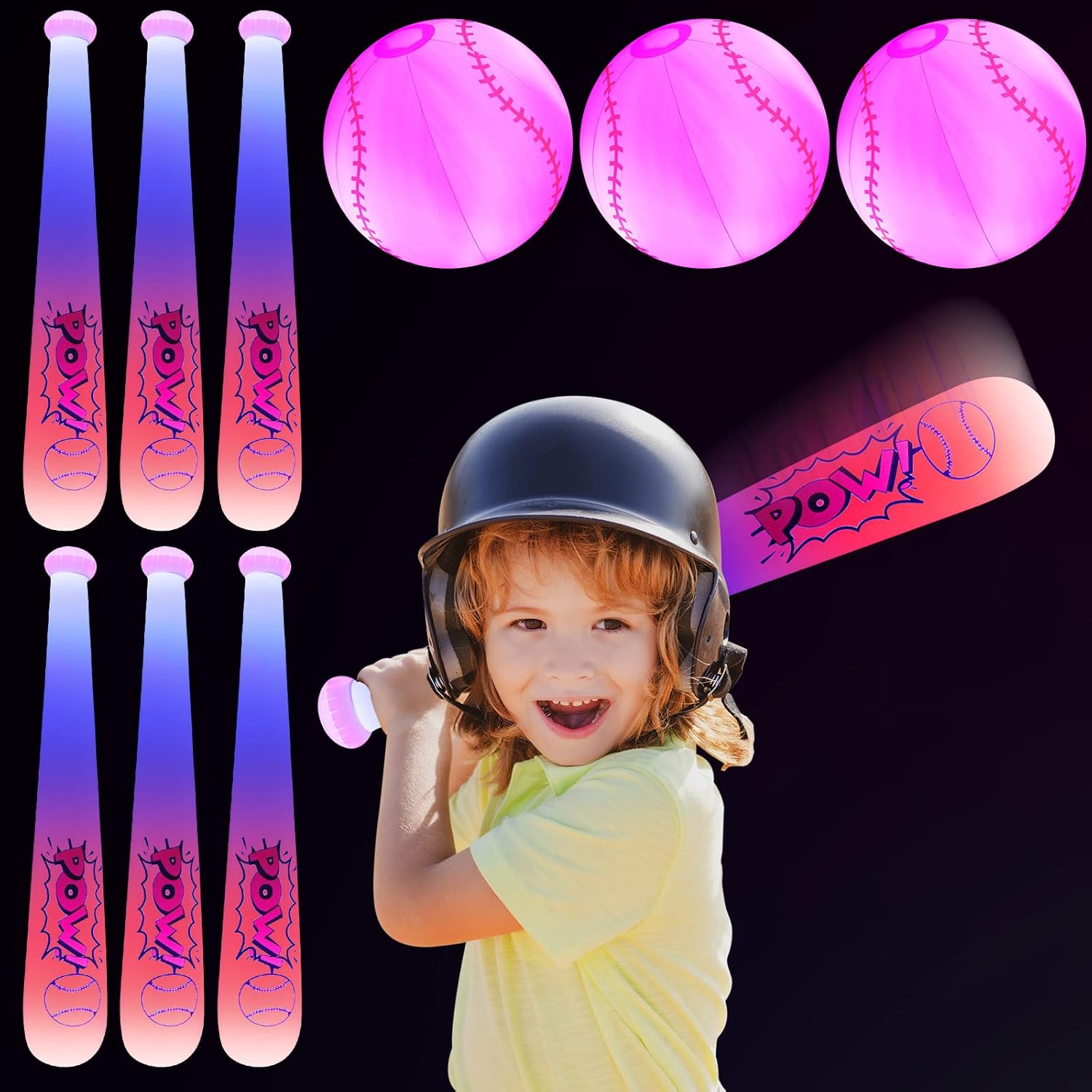 Amazon.com: Outus 9 Pcs LED Inflatable Baseball Bats and Inflatable ...