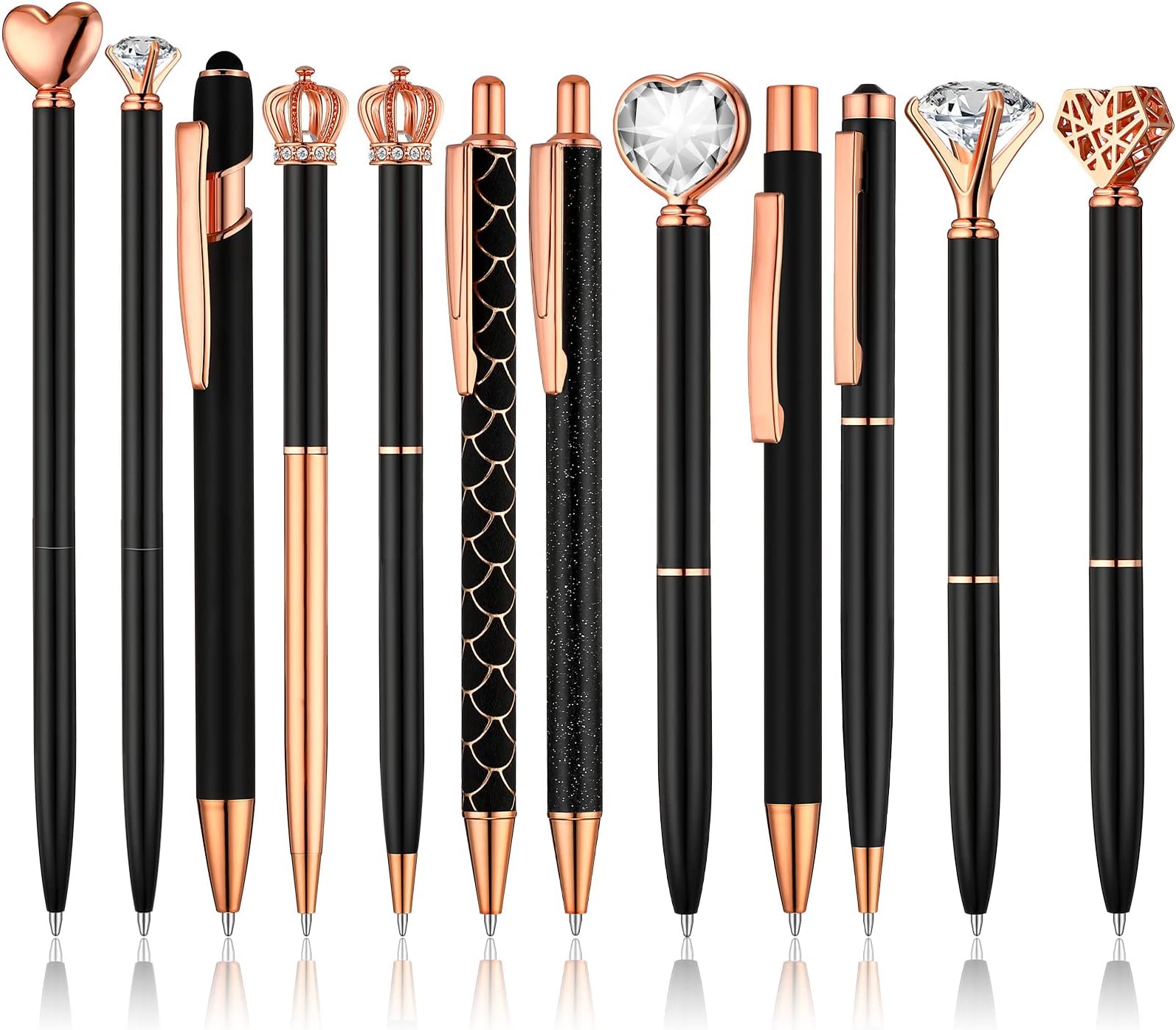 Amazon.com : Colarr 12 Pcs Ballpoint Pens Set Metal Crystal Diamond Pen ...