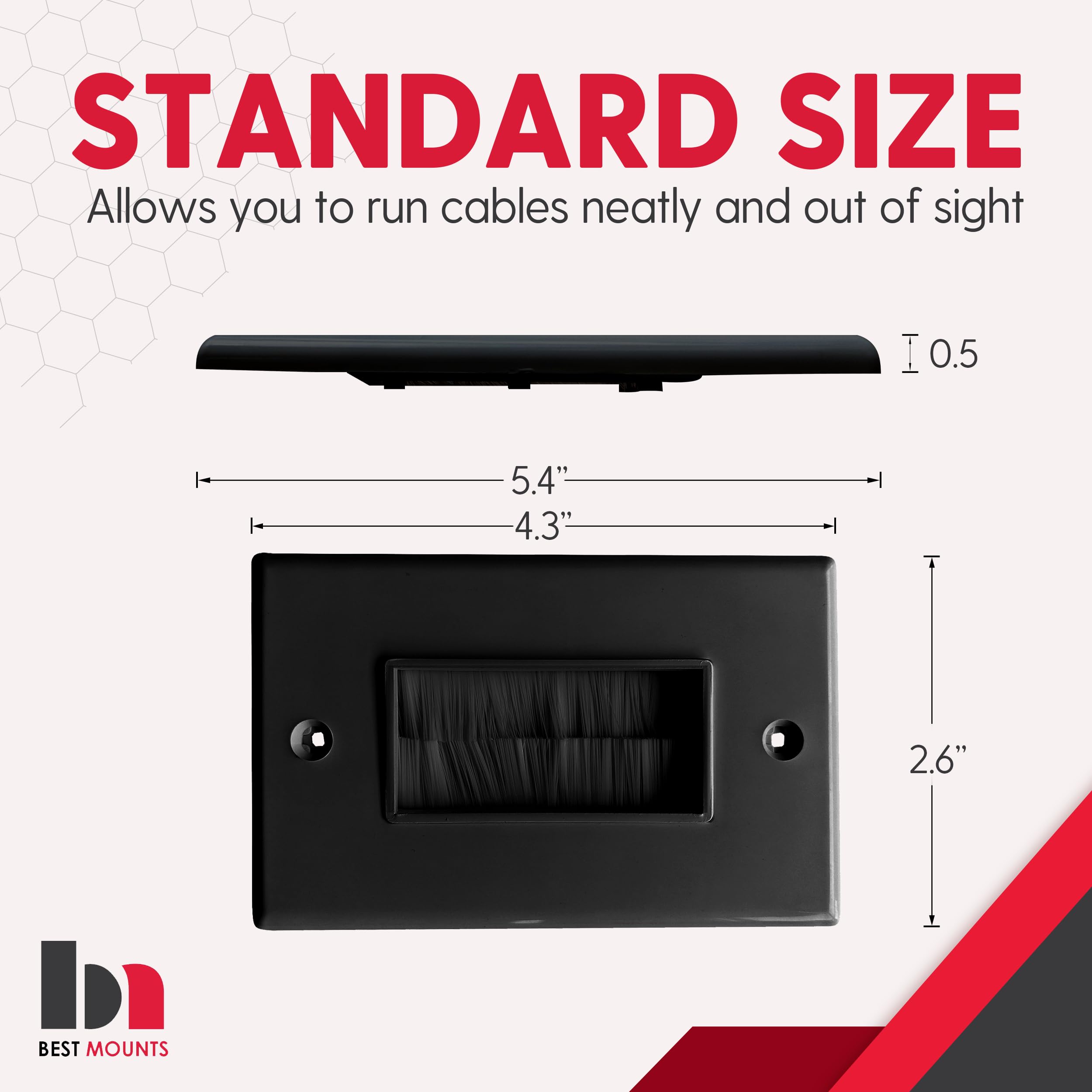 Snapklik.com : BestMounts - 10 Pack Brush Wall Plates Cable Pass ...
