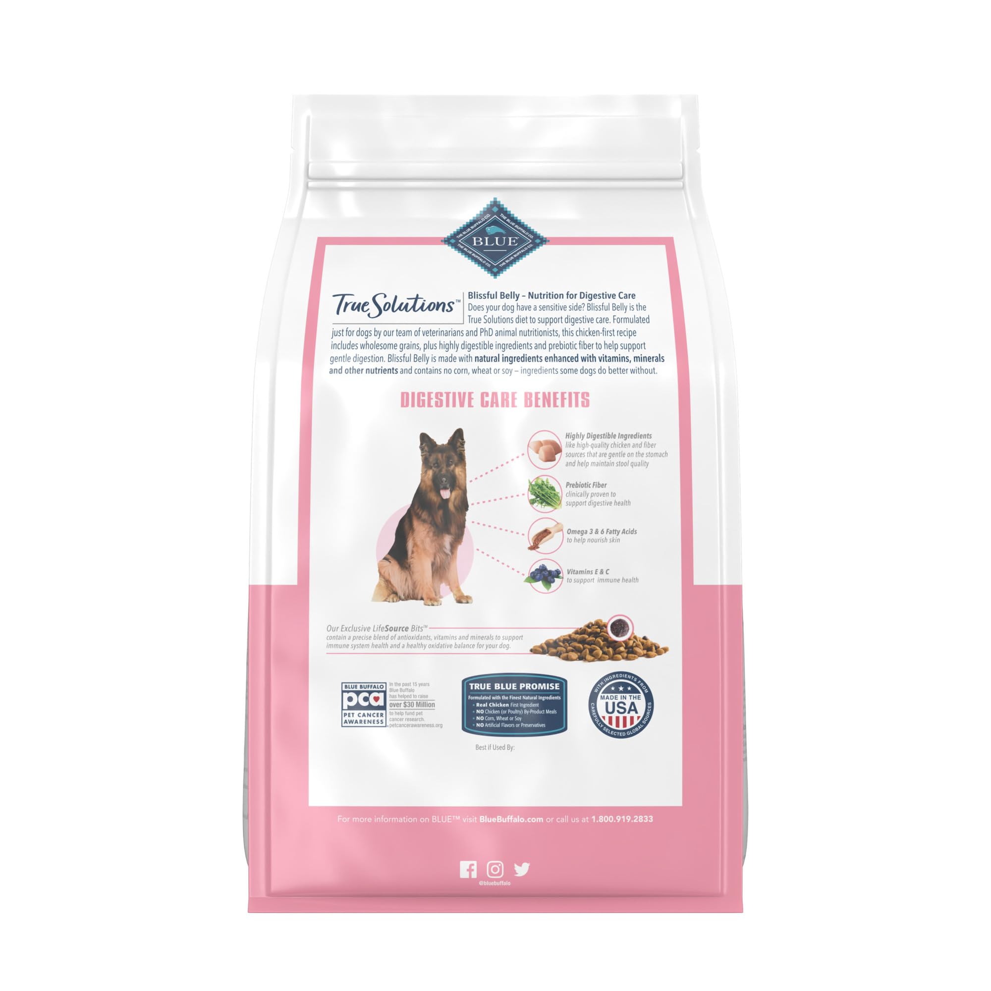 Blue Buffalo True Solutions Blissful Belly Natural Digestive Care Adult Dry Dog Food, Chicken 4-lb