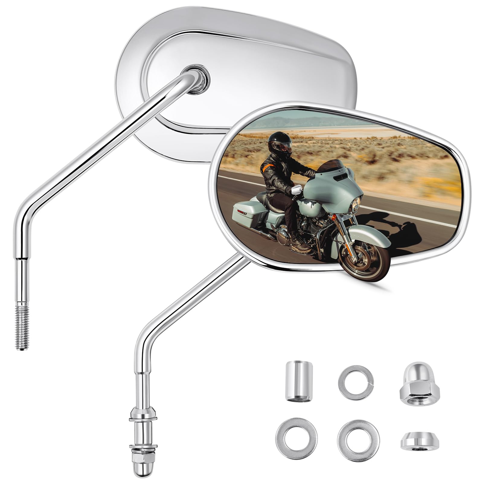 Snapklik.com : PBYMT Motorcycle Rear View Mirrors M8 Chrome Motorcycle ...