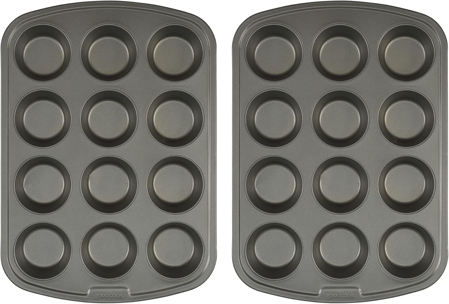 Amazon.com: GoodCook Nonstick Steel 12-Cup Muffin Pan, Gray, Set of 2 ...