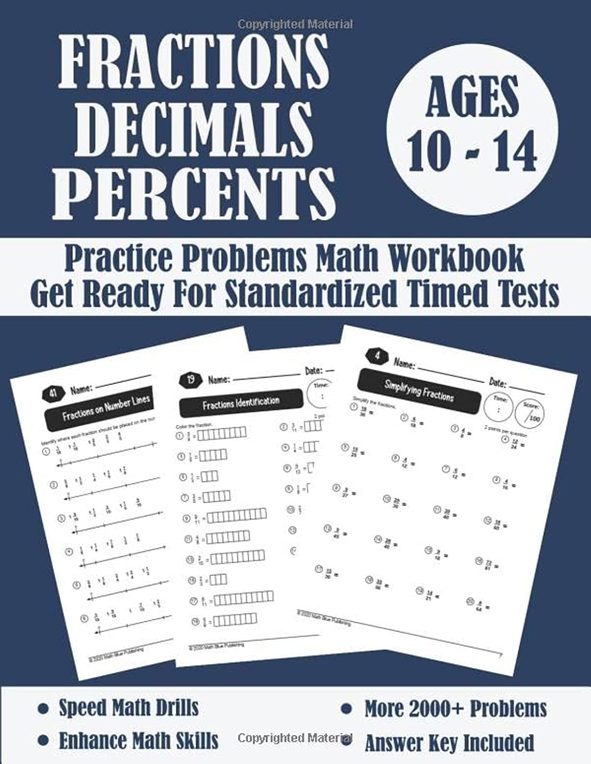 Fractions, Decimals And Percents Timed Tests Math Workbook: Practice ...