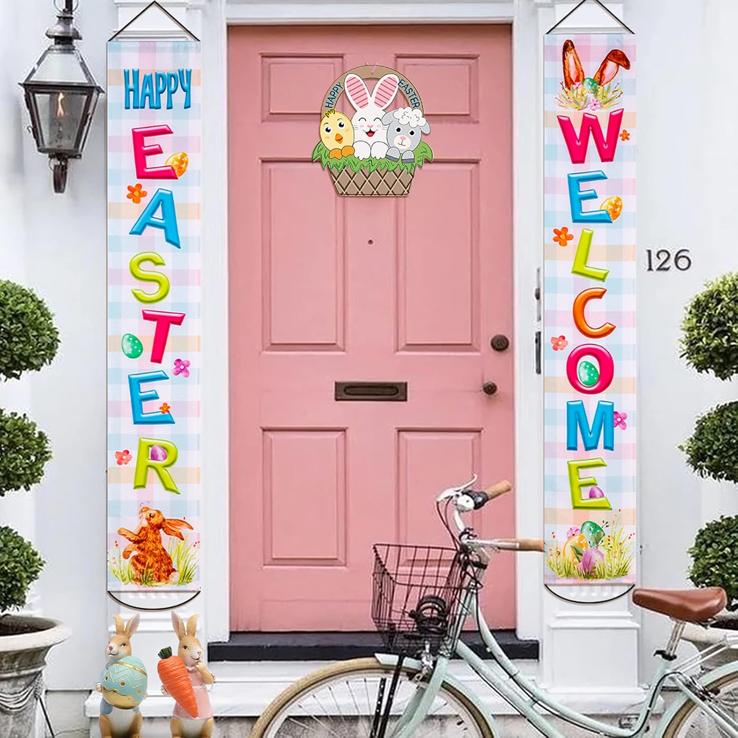 Amazon.com: ESTTOP Easter Porch Sign, Welcome Easter Hanging Banner ...