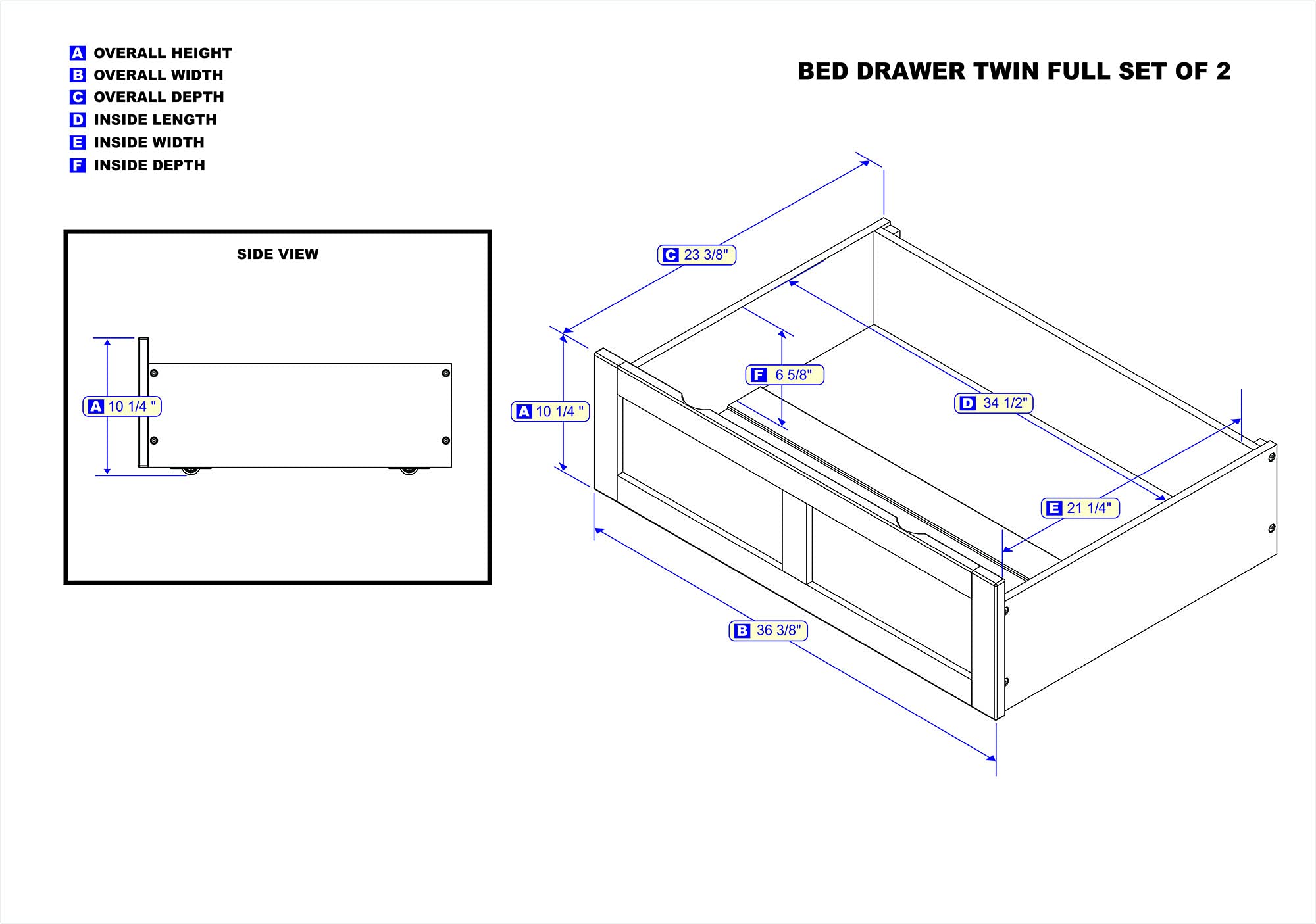 AFI Set of 2 Twin/Full Bed Drawer, Brown