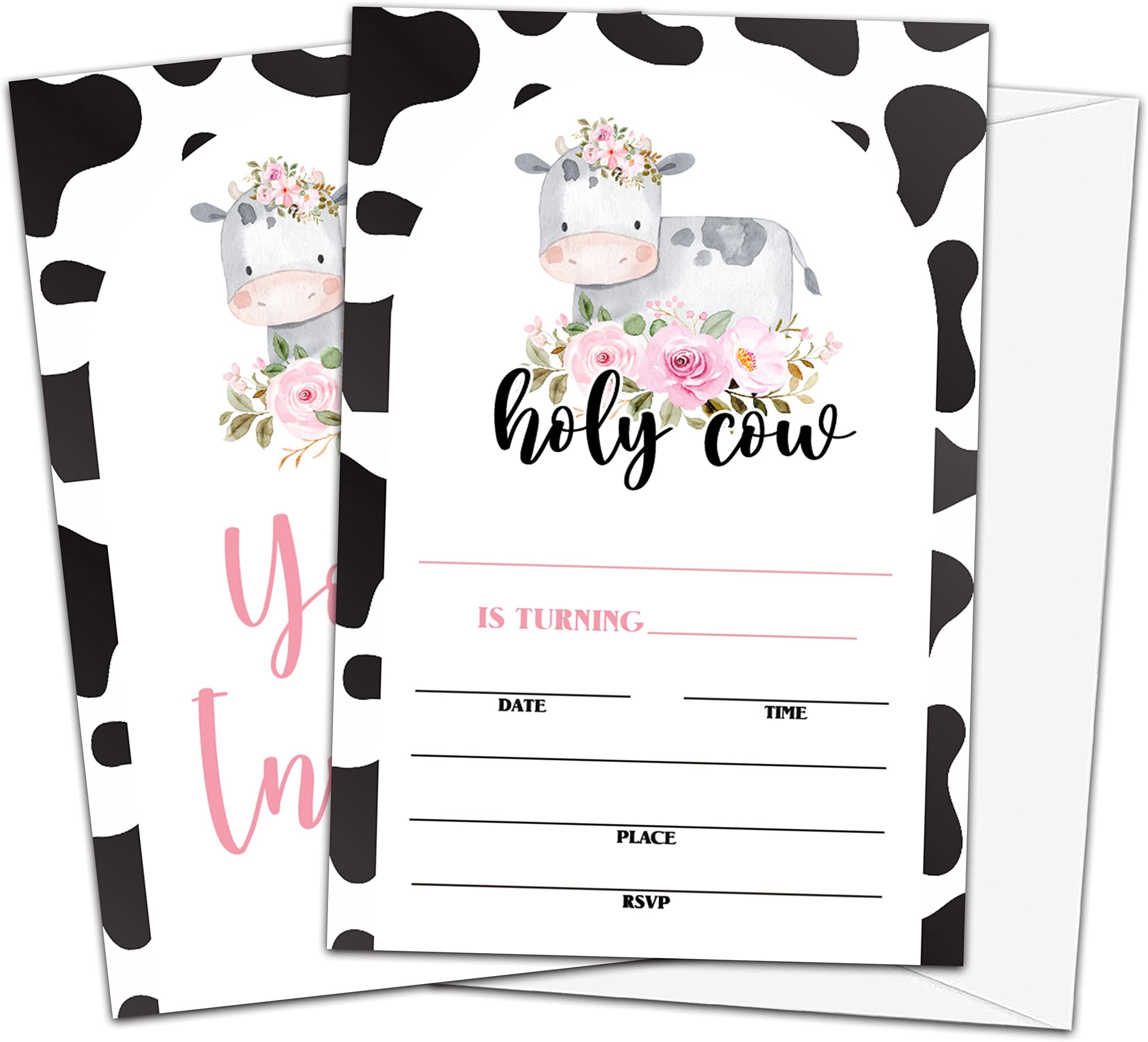 Amazon.com : Ymyfdyj Holy Cow Birthday Party Invitations, Cow Birthday ...