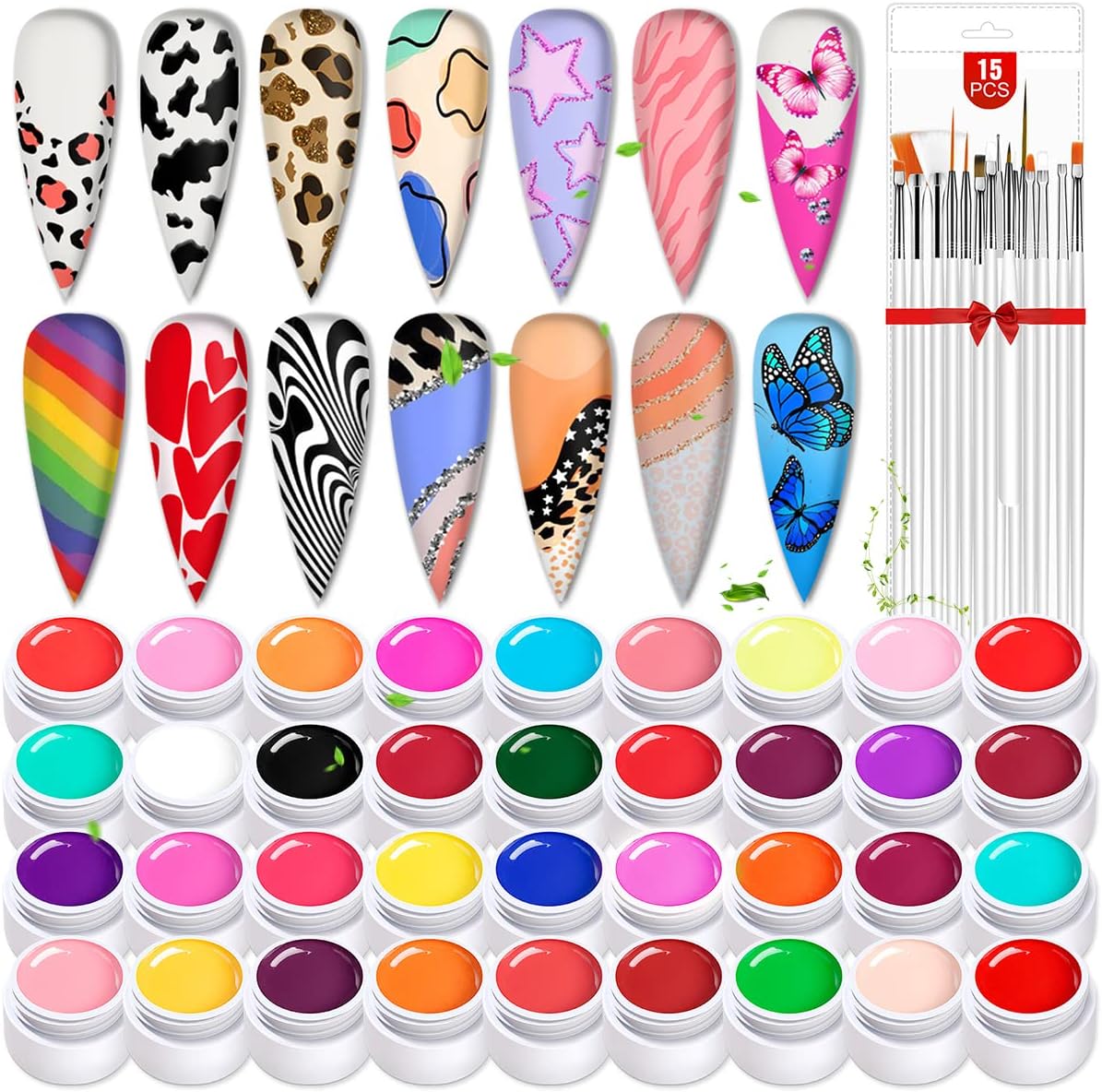Amazon.com : SAVILAND 36 Colors Gel Paint Nail Art Kit: Solid Gel ...