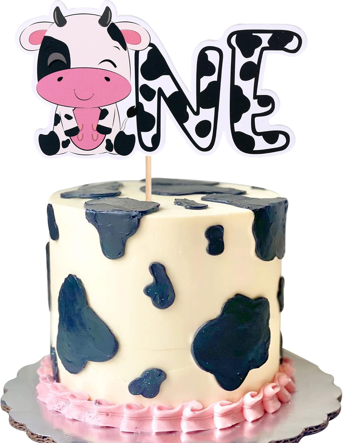 Xsstarmi 1 Pack Cow One Cake Topper Glitter Cow First Birthday Cake ...
