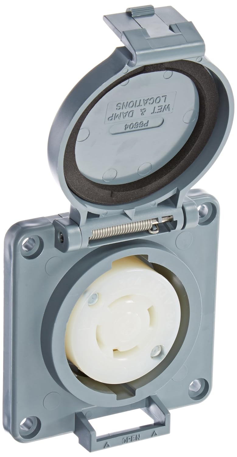 Hubbell HBL2730SW Safety-Shroud Twist-Lock Box Connector w/Flip Cover ...