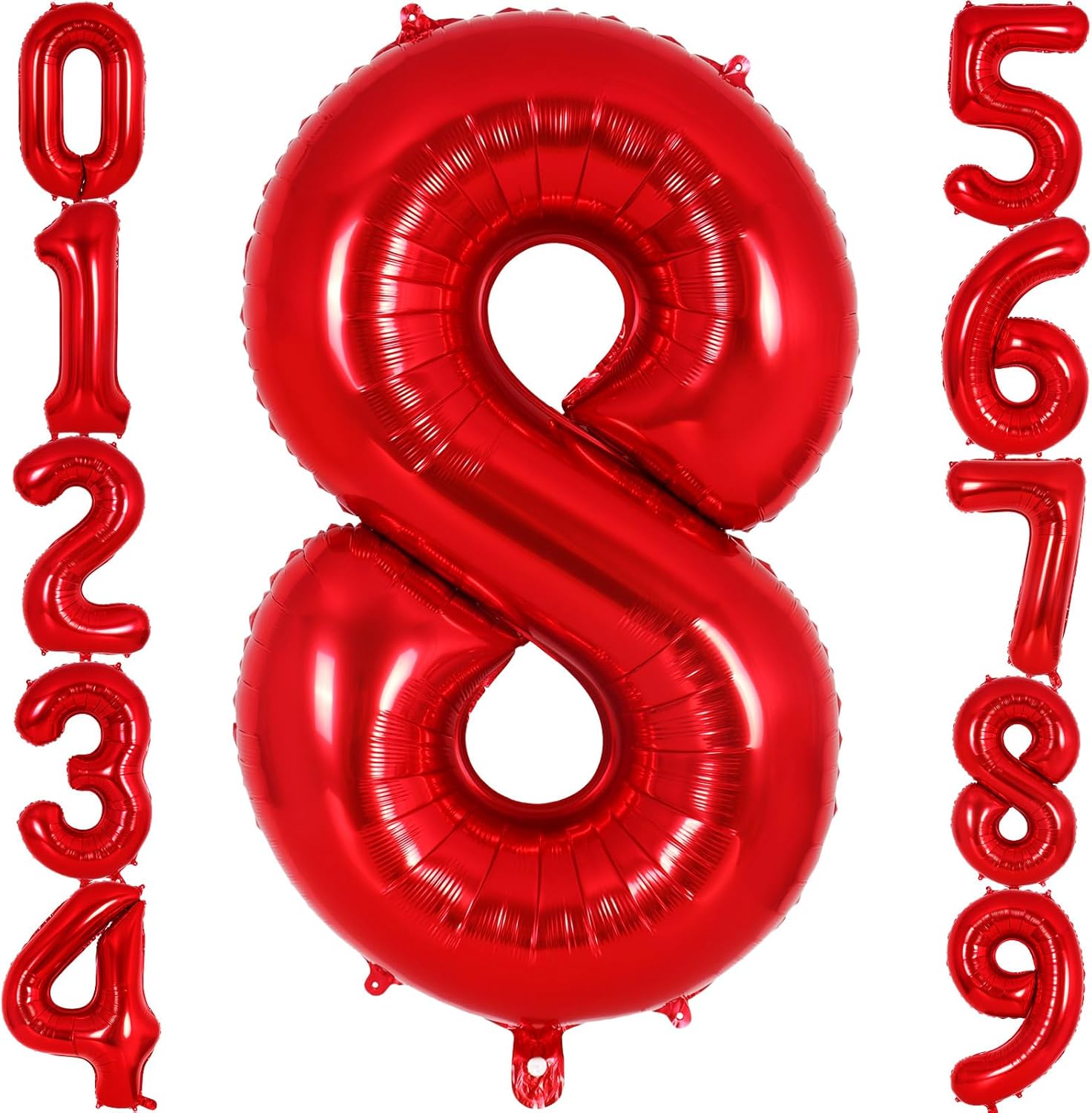 Amazon.com: Red Number 8 Balloon 40 Inch, Big Large Foil Helium Number ...